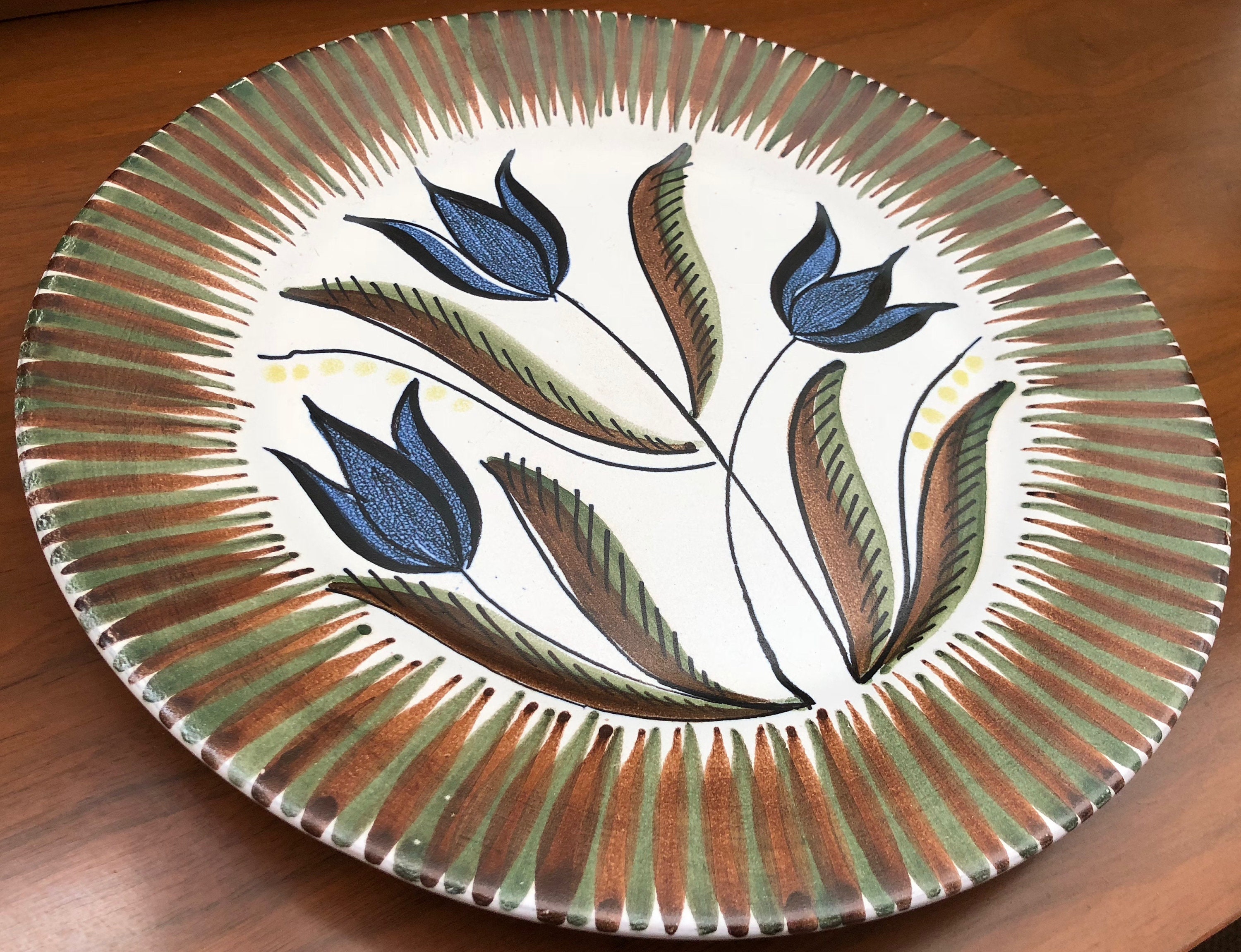 Vintage 13 Decorative Floral Hand Made Plate Norway Mid Century Modern ...