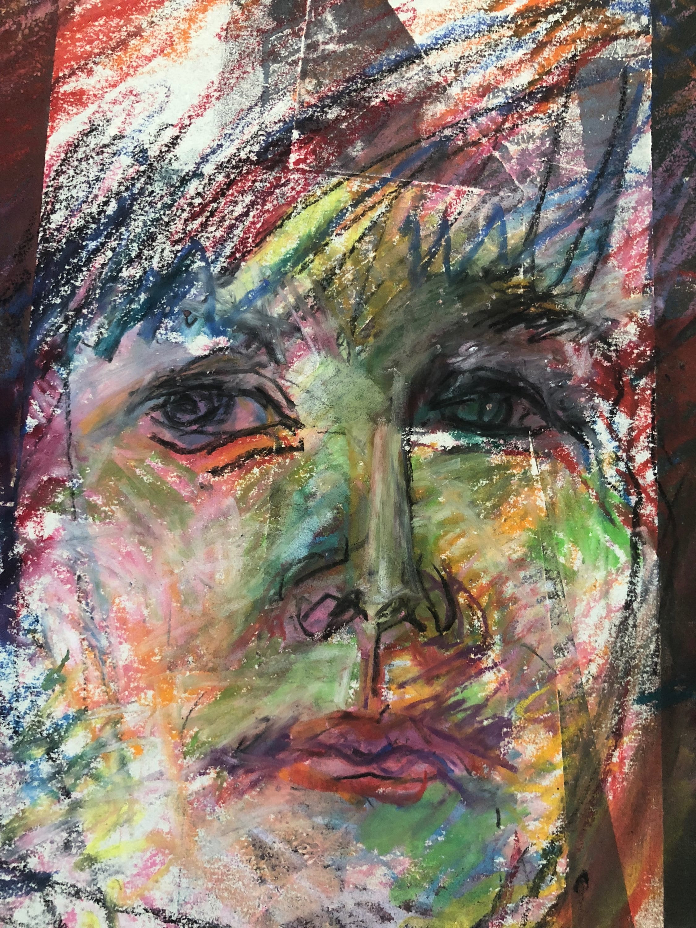 Colorful Vintage 80s Monoprint Abstract Portrait Shapes Art Wall ...