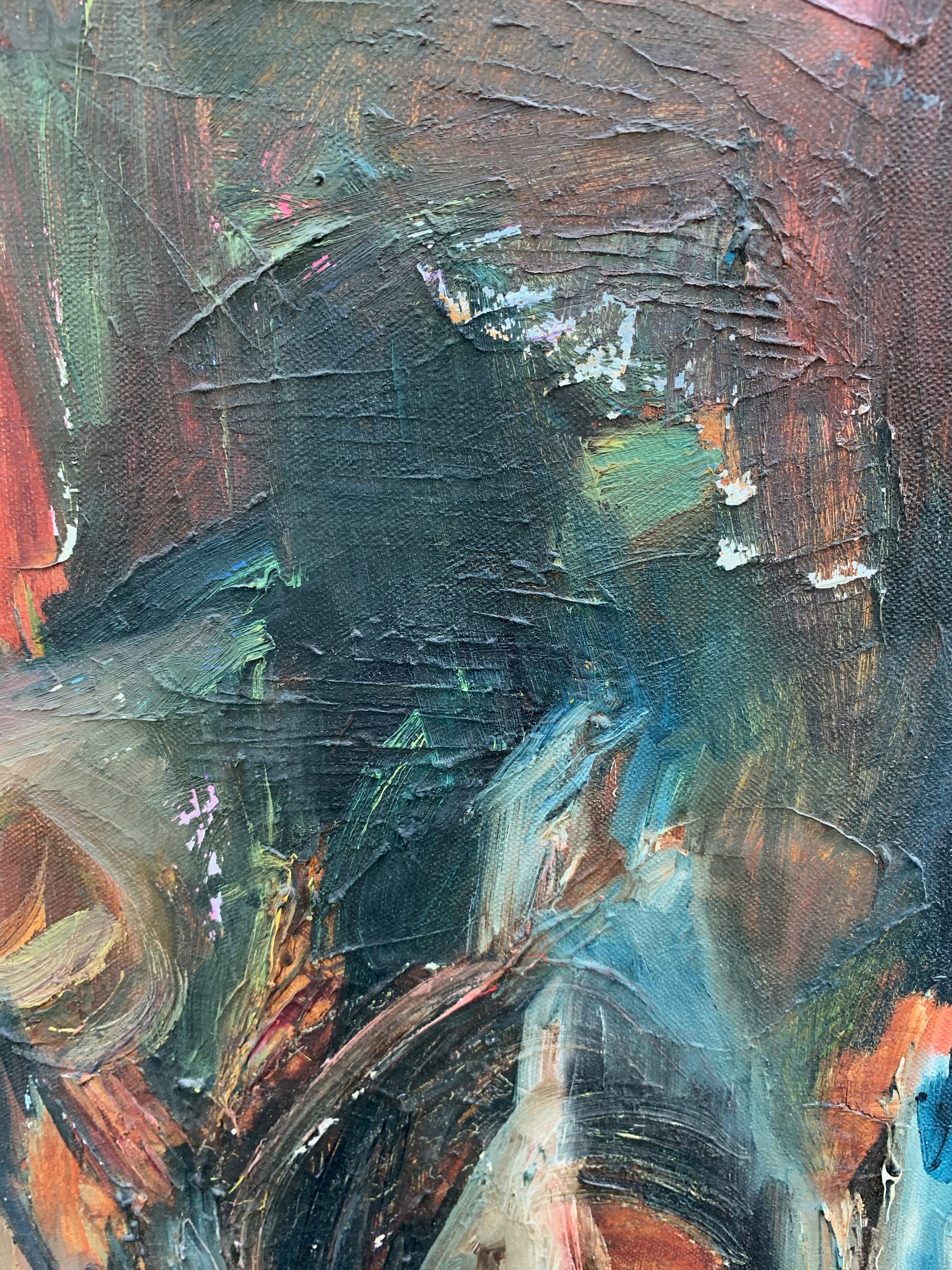 Colorful Textured Vintage 1950s Abstract Oil Painting Mid | Etsy