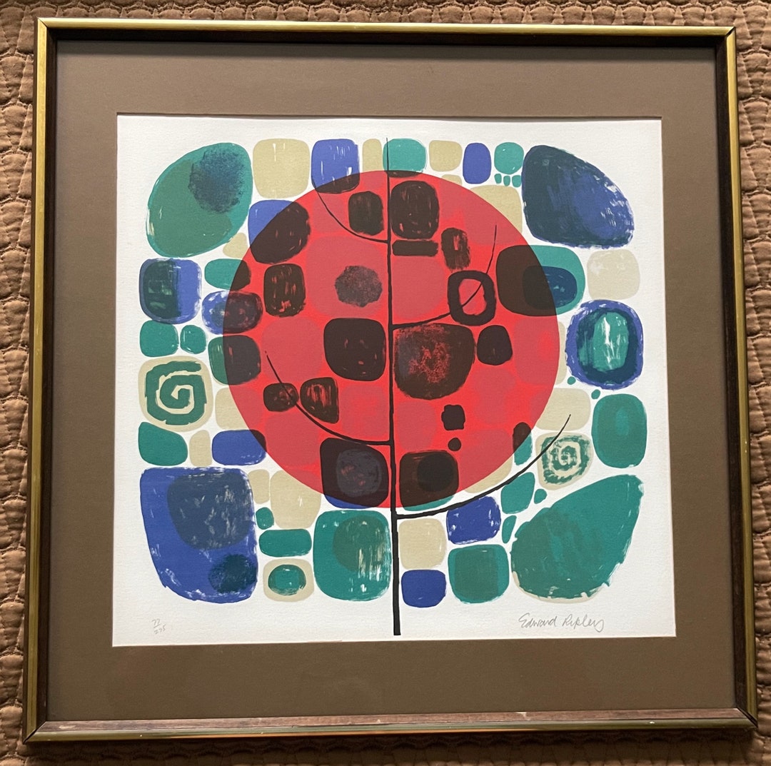 Vintage Abstract Lithograph Print Edward Ripley Mid Century Modern Art ...