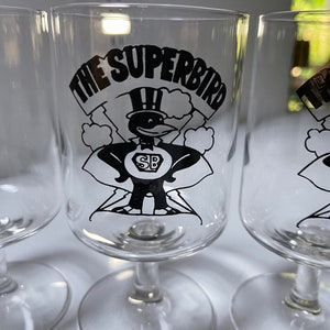Set 4 Vintage 70s "the Superbird" Bird Crow Stem Drinking Glasses Black ...