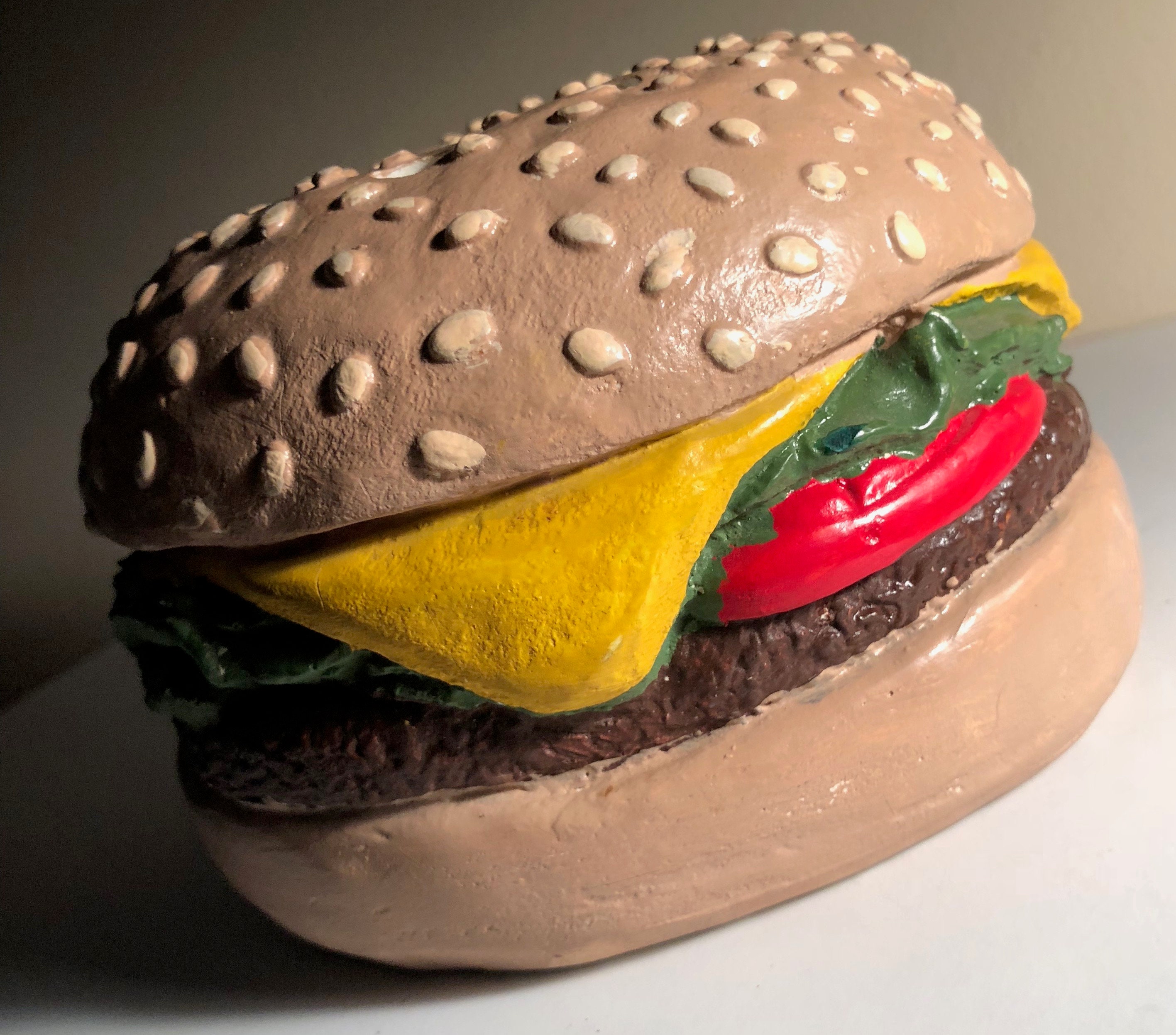 Fun Vintage 70s Chalkware Ceramic Burger Buns Cheeseburger Pen Pencil ...