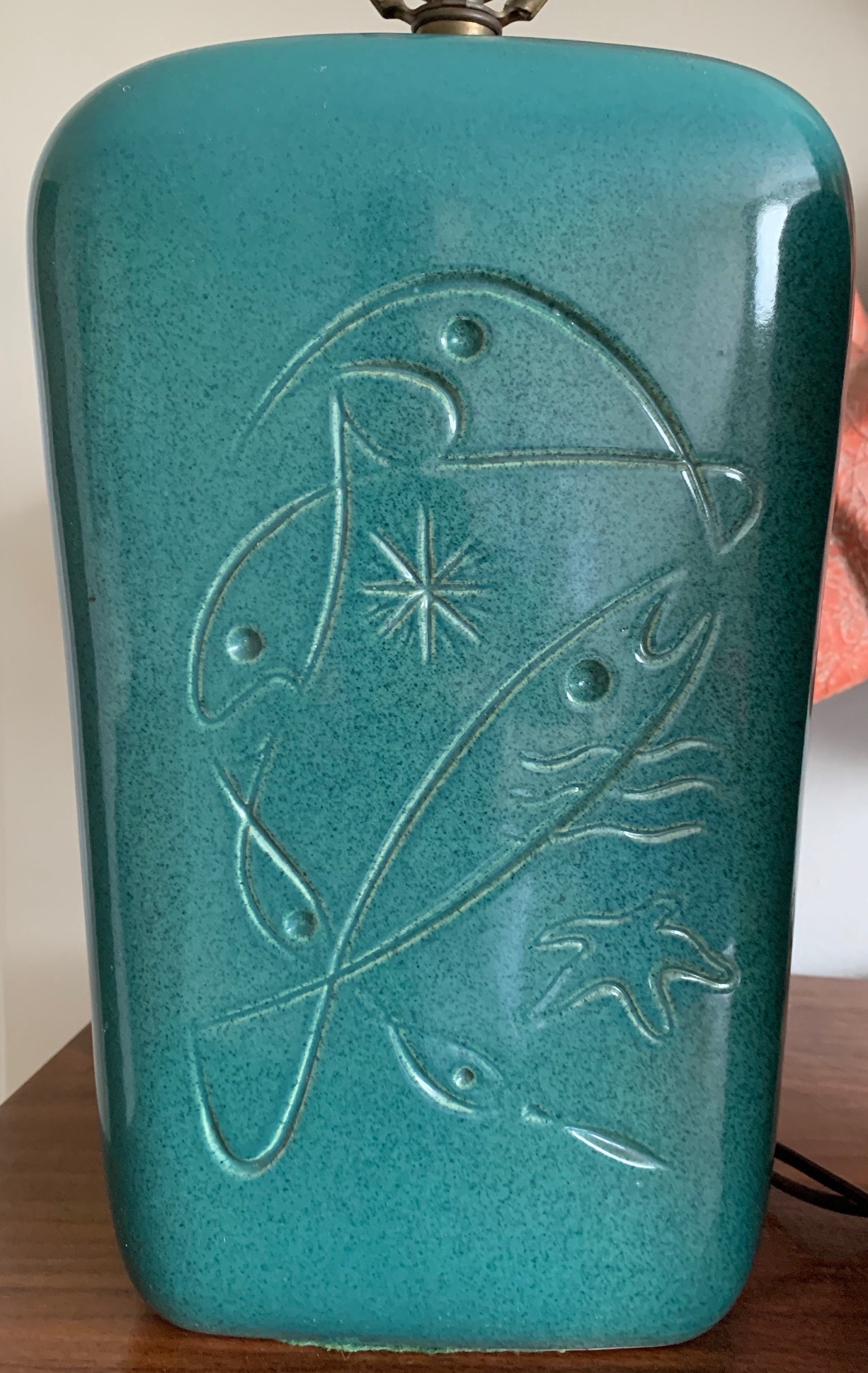 Pair Vintage 50s Atomic Fish Sealife Ceramic Lamps Mid Century Modern ...