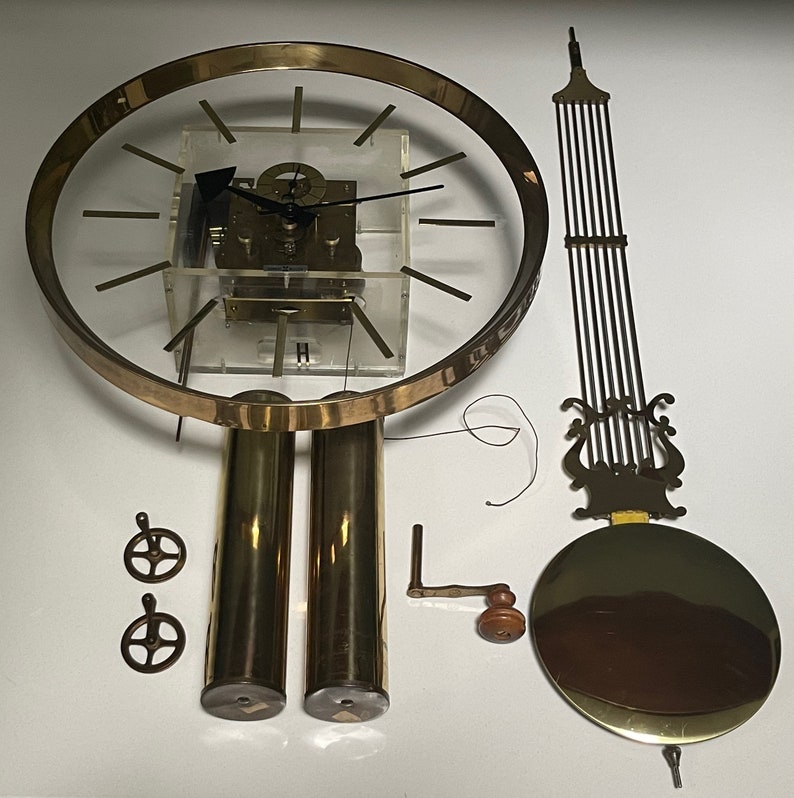 Vintage 70s George Nelson for Howard Miller Wall Hanging Pendulum Clock ...