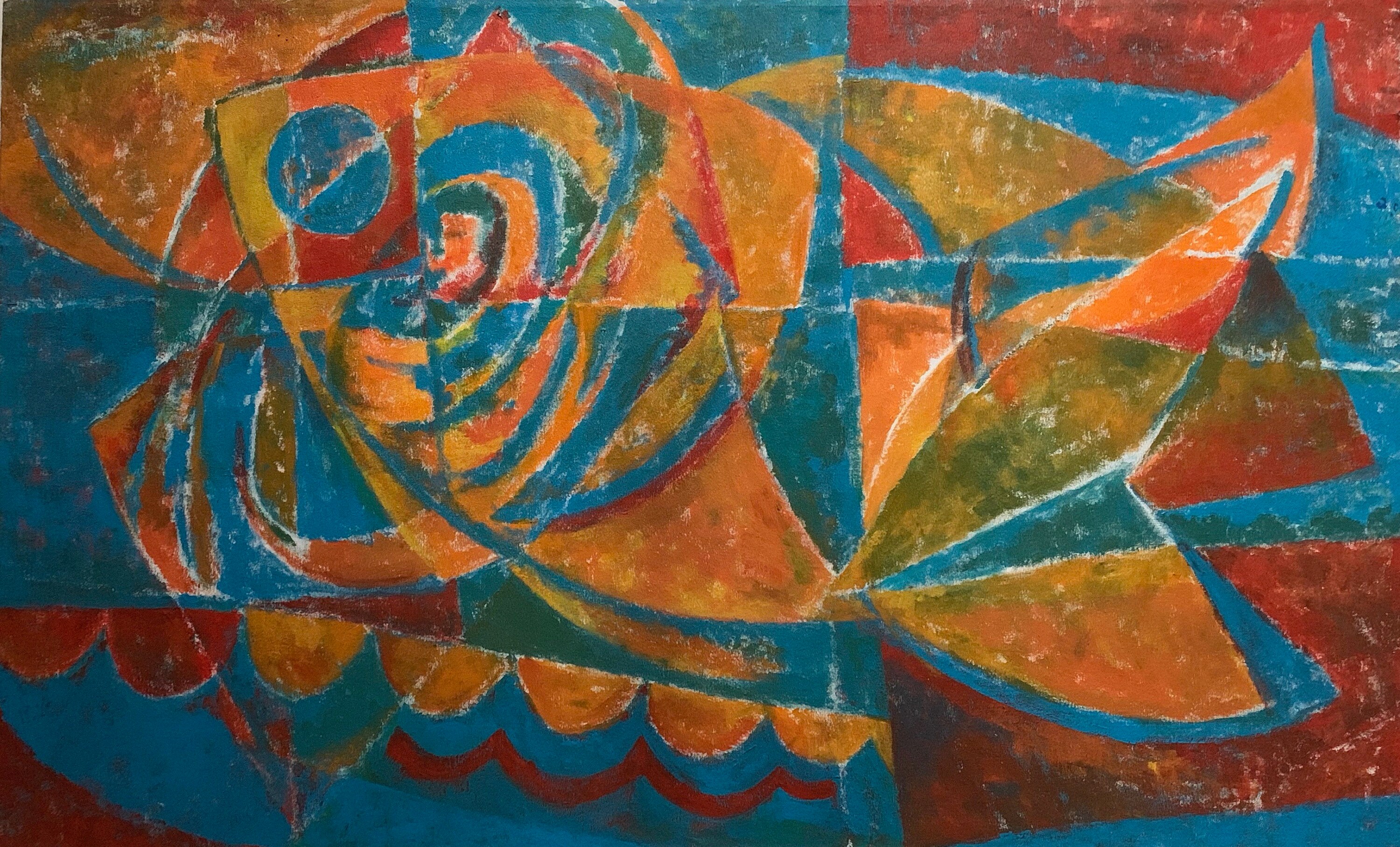 Large Abstract Cubist Fish Oil Painting Modern Contemporary | Etsy