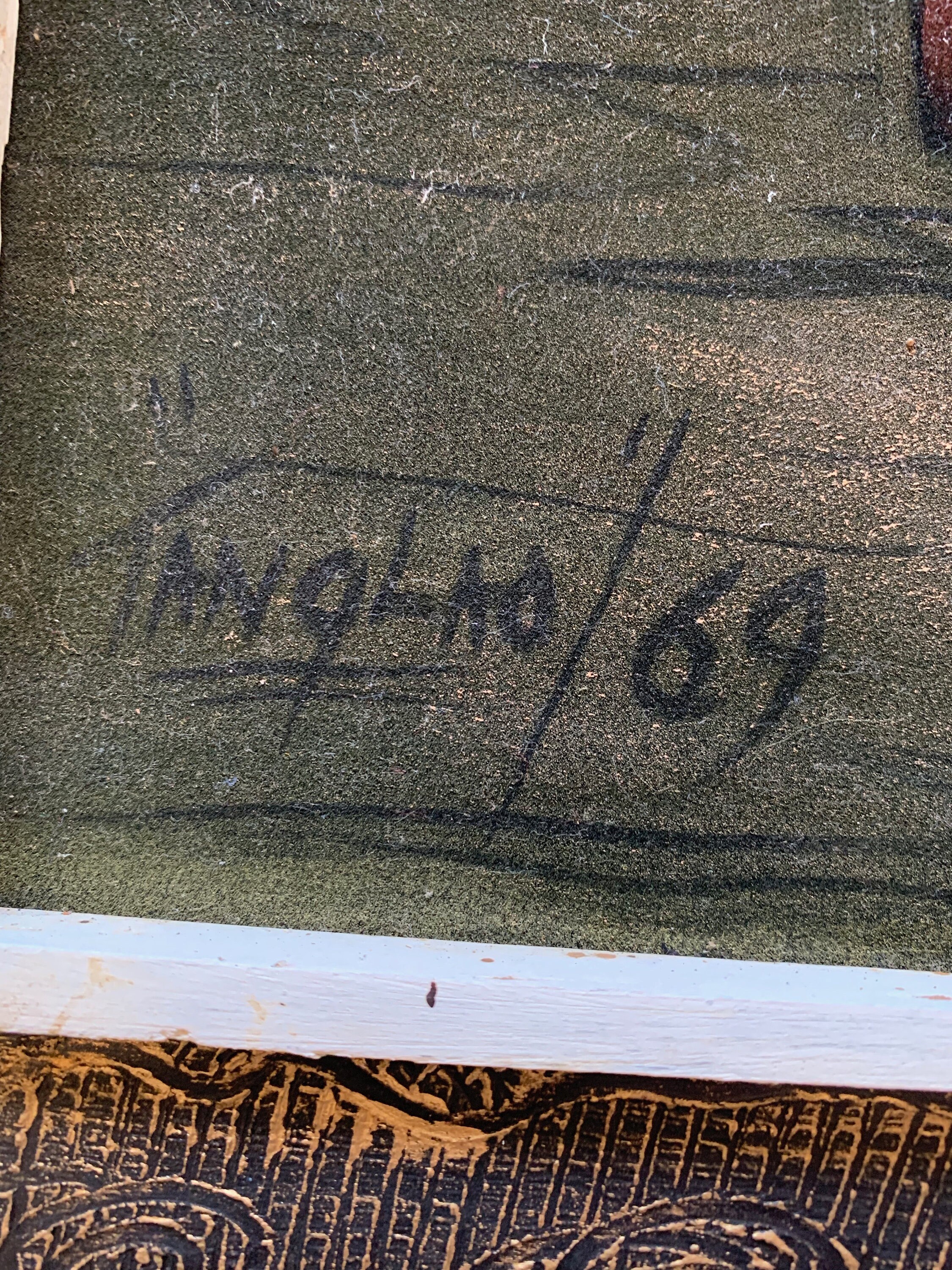 Rare Vintage 60s Tanglao Sad Cat Velvet Painting Mid Century Modern ...