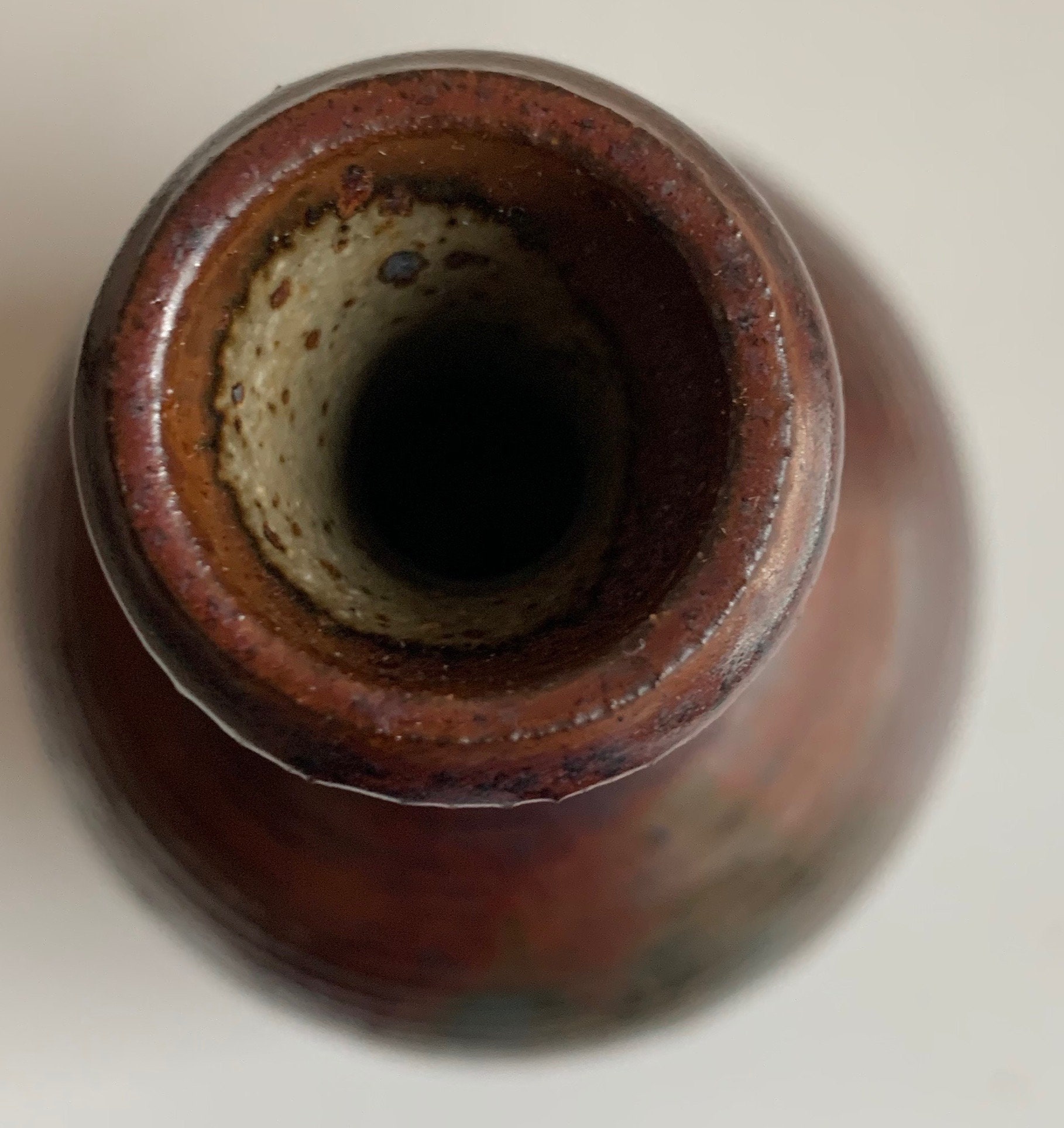 Vintage 60s Brown Black Ribbed Vase Vessel Studio Pottery Mid Century ...