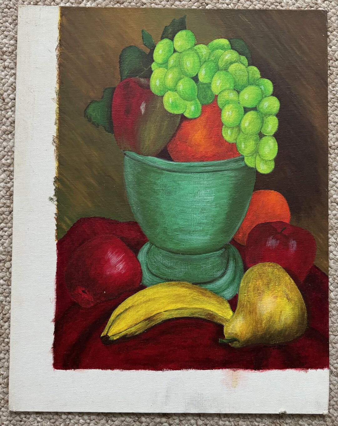 Vintage 1970s Still Life Painting Fruit Modern Art Wall Hanging Signed ...