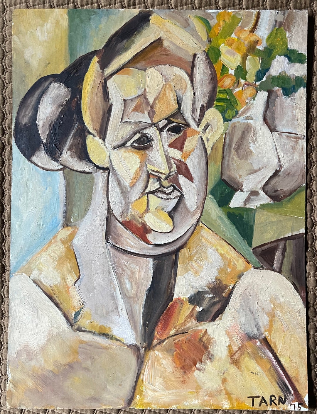 Vintage Abstract Cubist Portrait Fernande Portrait Oil Painting Modern ...