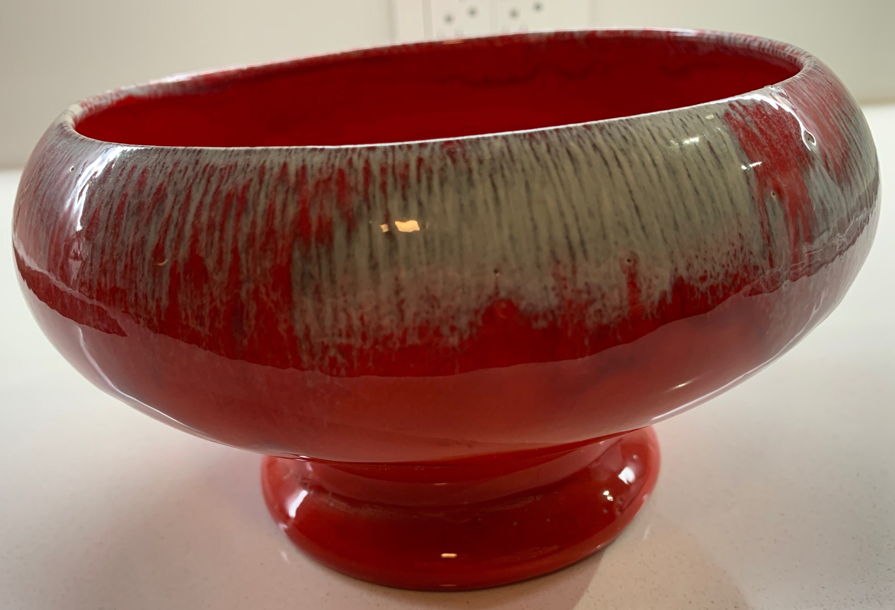 Vintage 60s 70s Ceramic Console Bowl Planter Red Gray Mid Century ...