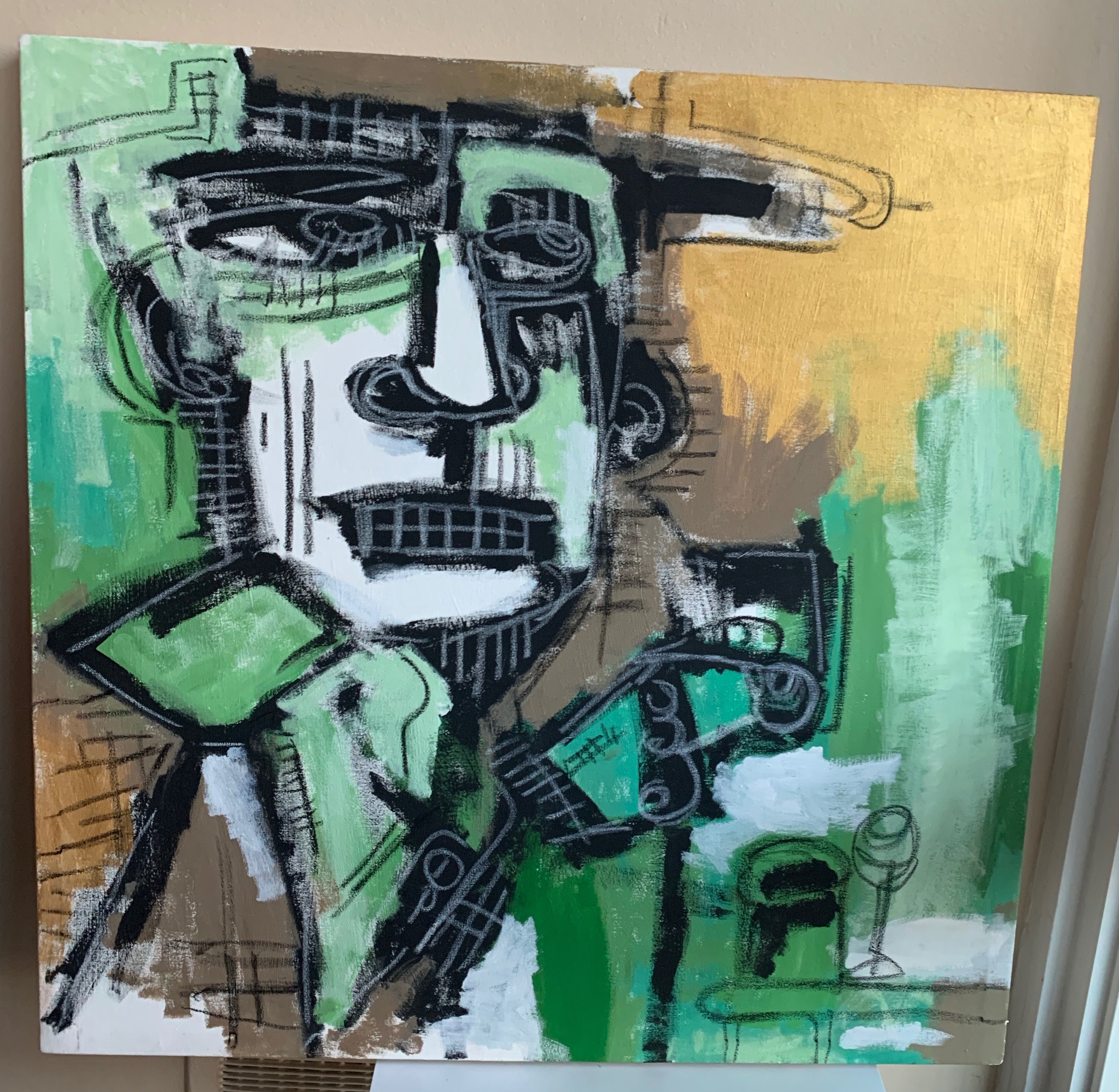 RESERVED FOR BEV - Contemporary Abstract Figure Head Mixed Media ...