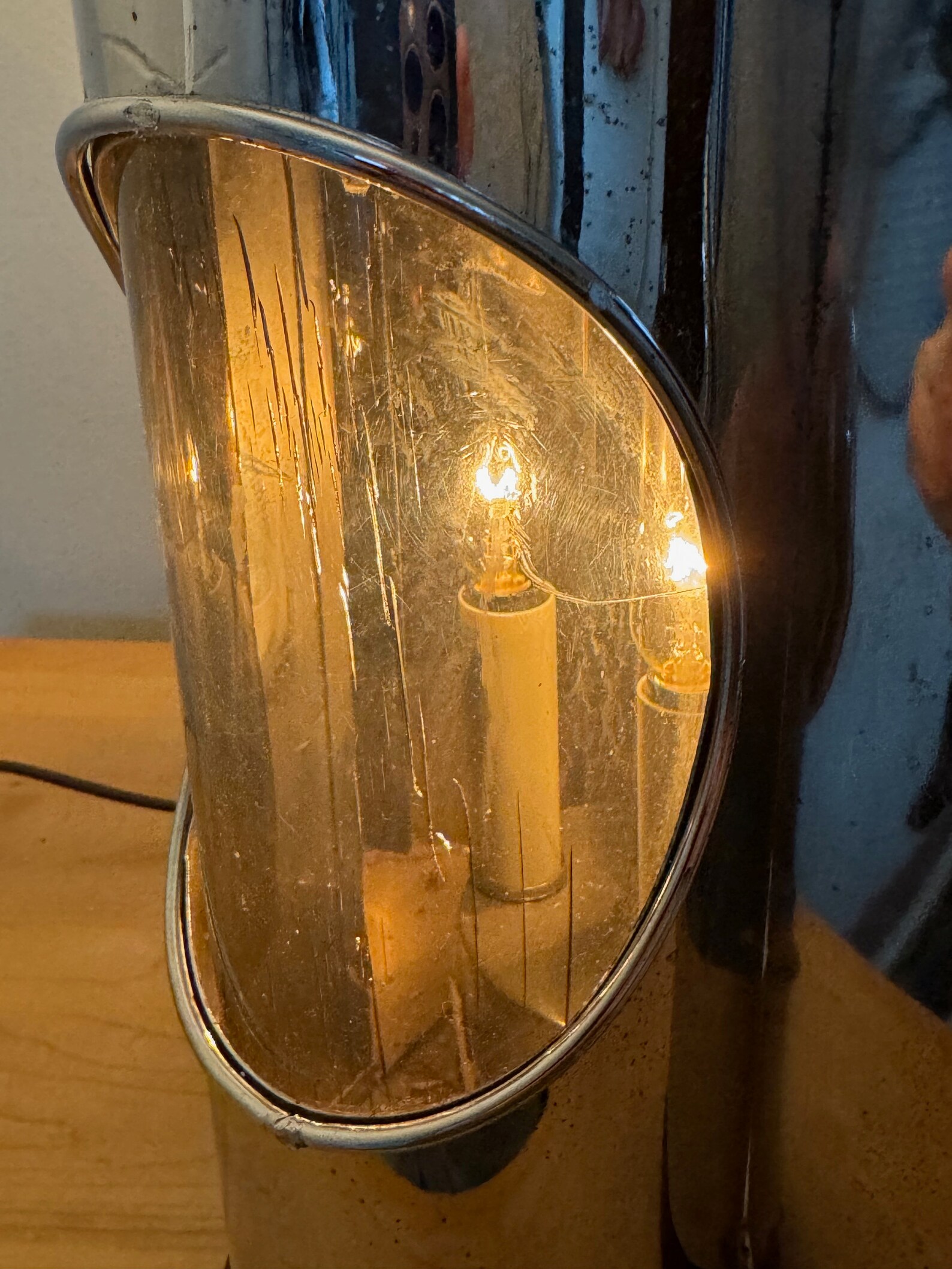 Vintage Chrome Cylinder Wood Clover Lamp Mid Century Modern MCM ...