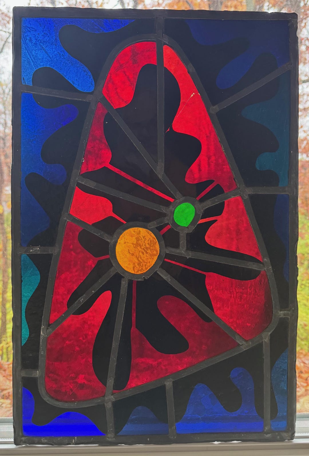 Vintage MCM 60s Abstract Stained Glass Panel Mid Century Modern ...