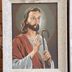 Vintage Jesus Mary Paint by Numbers Wall Hangings Framed Religious Art ...