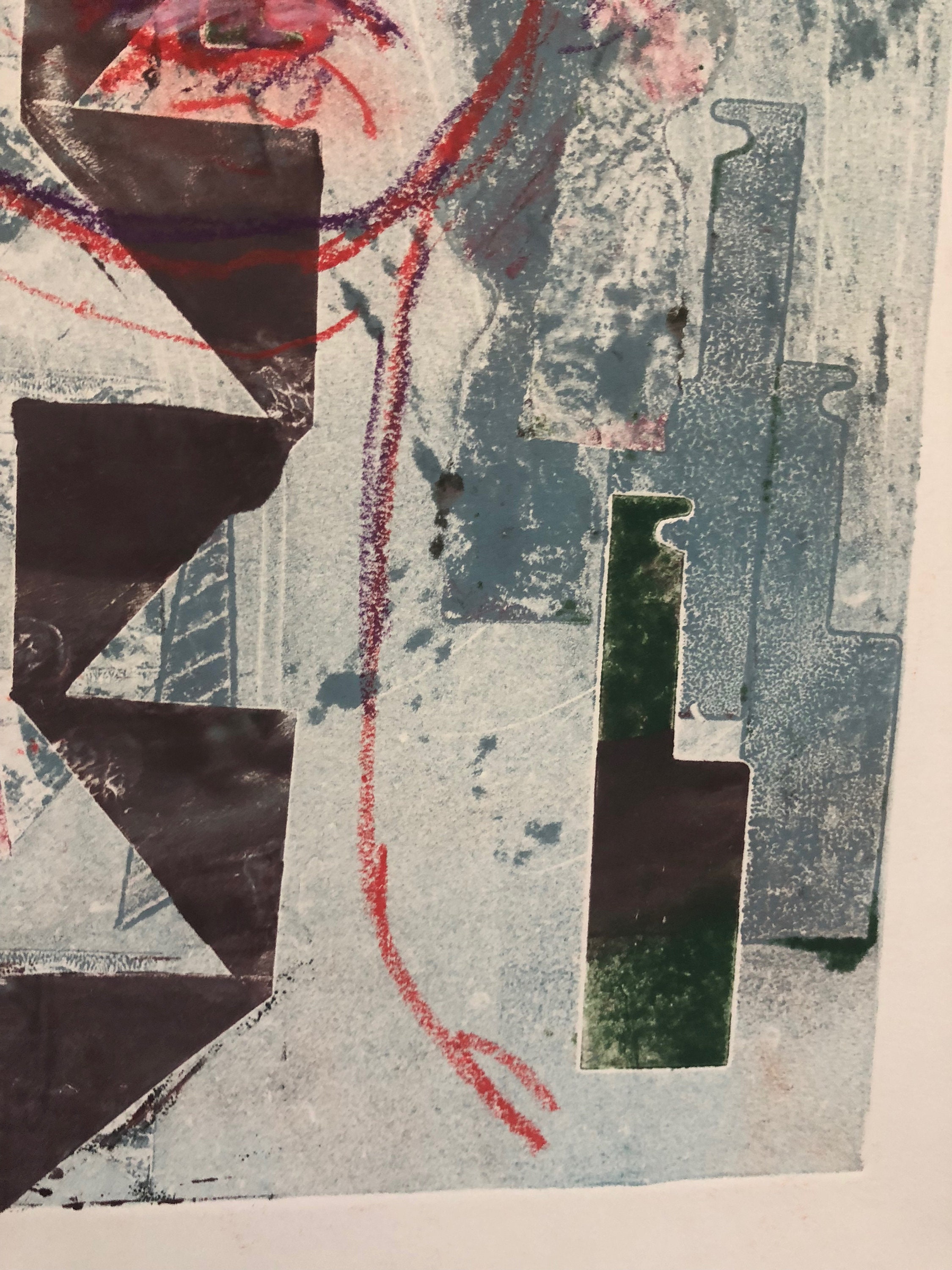 Colorful Vintage 80s Monoprint Abstract Portrait Shapes Art Wall ...