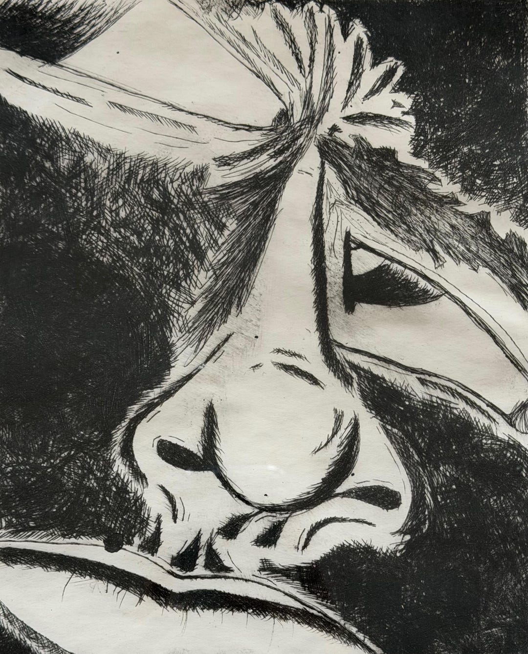 Contemporary Black Abstract Face Ink Print Illustration Modern Art ...