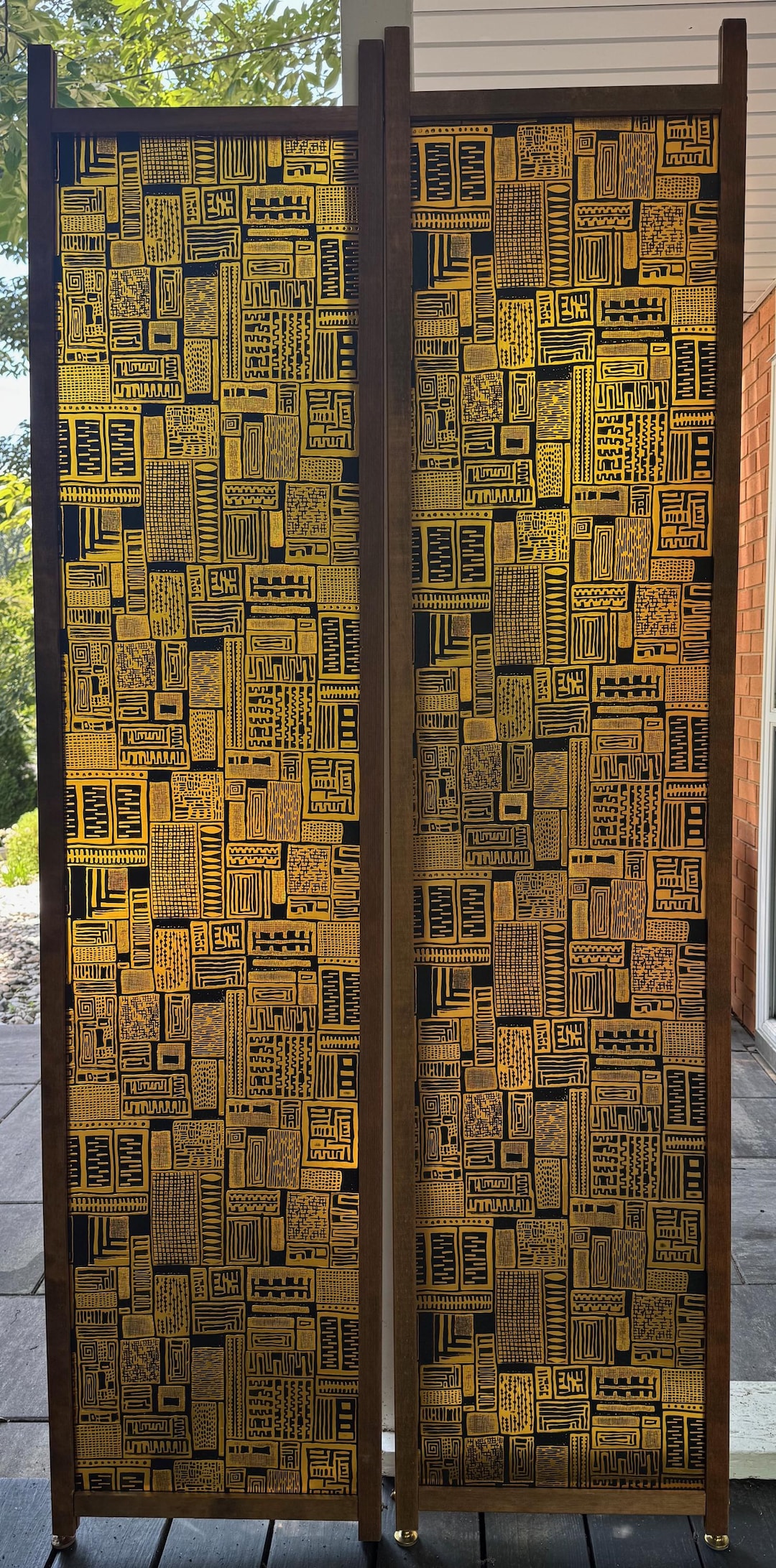 Vintage MCM Abstract Acrylic Room Divider Tension Screens Mid Century ...