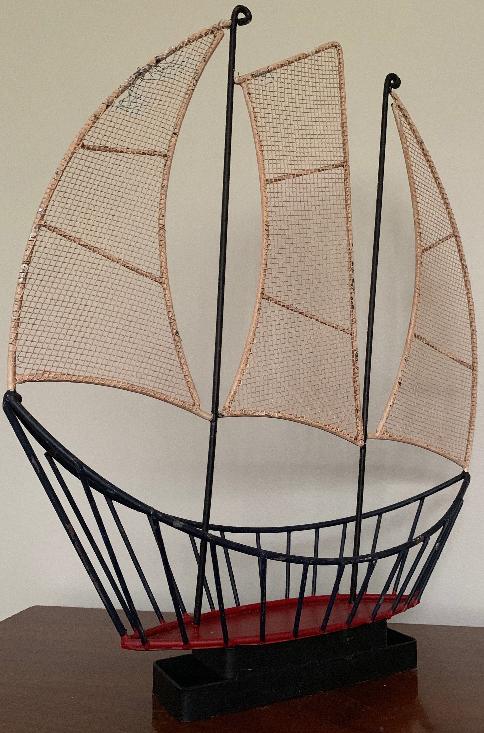 Vintage 50s Wire Mesh Iron Metal Clipper Ship Boat Mid Century Modern ...