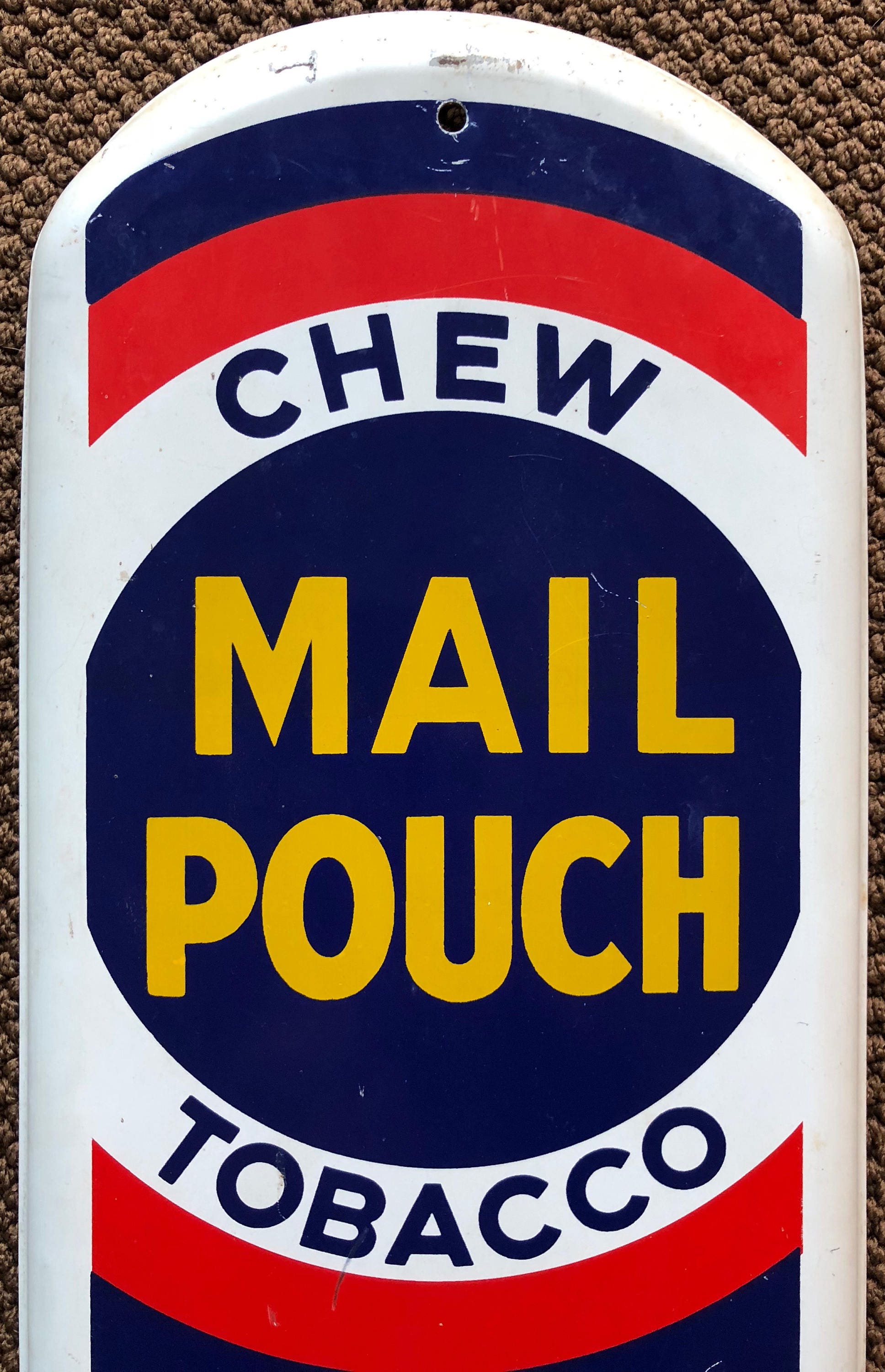 Vintage 38 Tall Mail Pouch Tobacco Metal Tin Thermometer Sign Retro ...