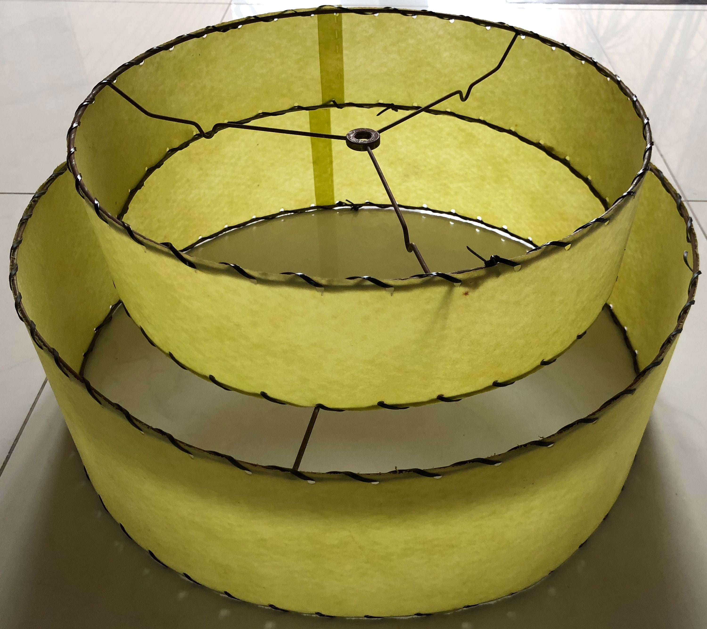 Vintage 50s 60s Green Double Tier Fiberglass Lamp Shade Mid Century ...