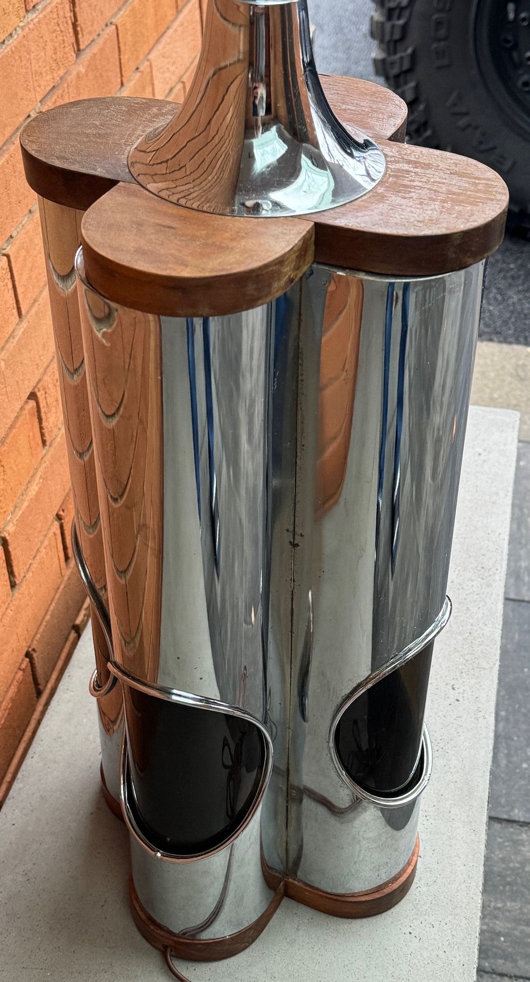 Vintage Chrome Cylinder Wood Clover Lamp Mid Century Modern MCM ...