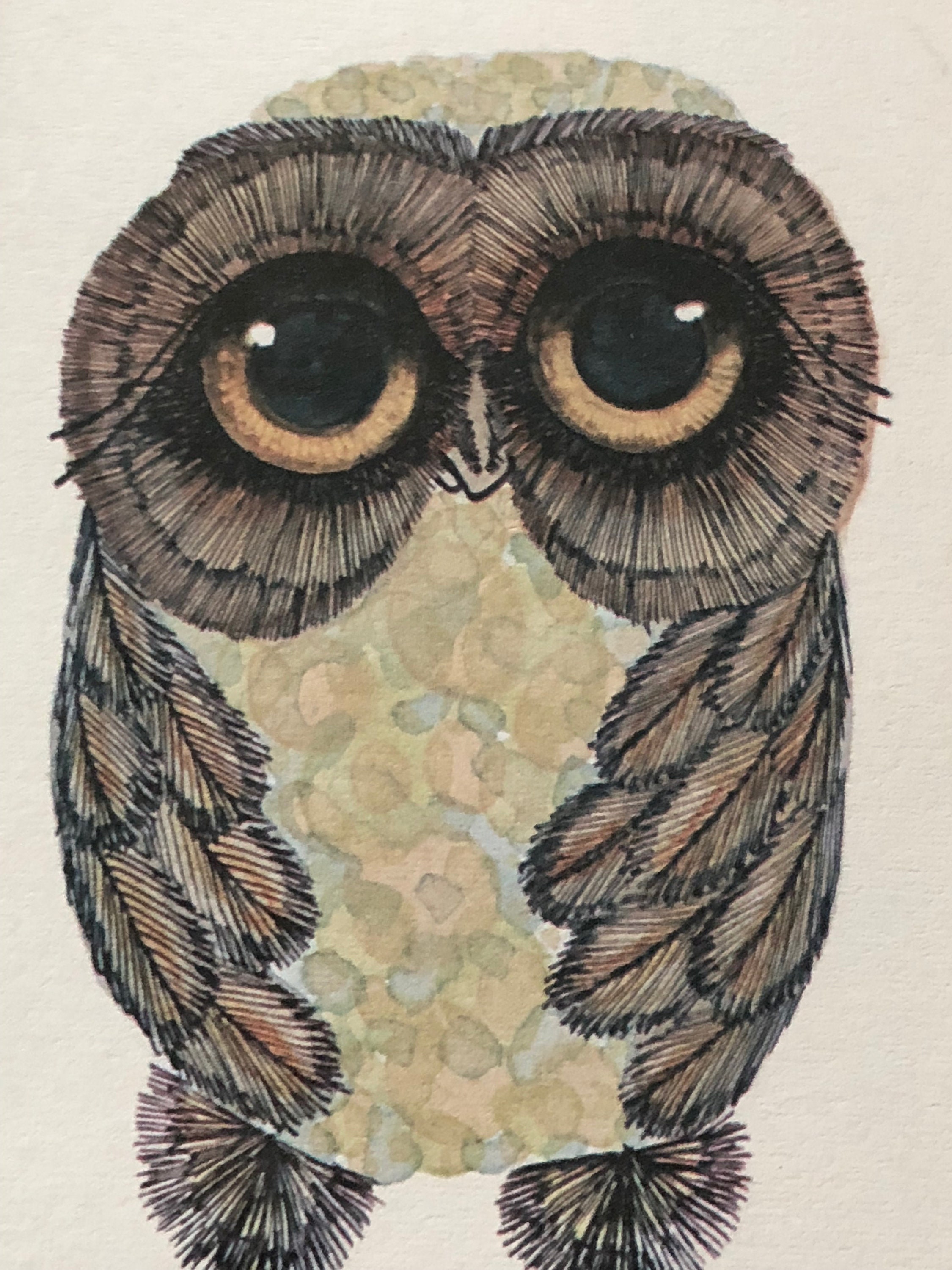 Vintage 70s Glenn Heath Owl Litho Print Wall Hanging Mid Century Modern ...