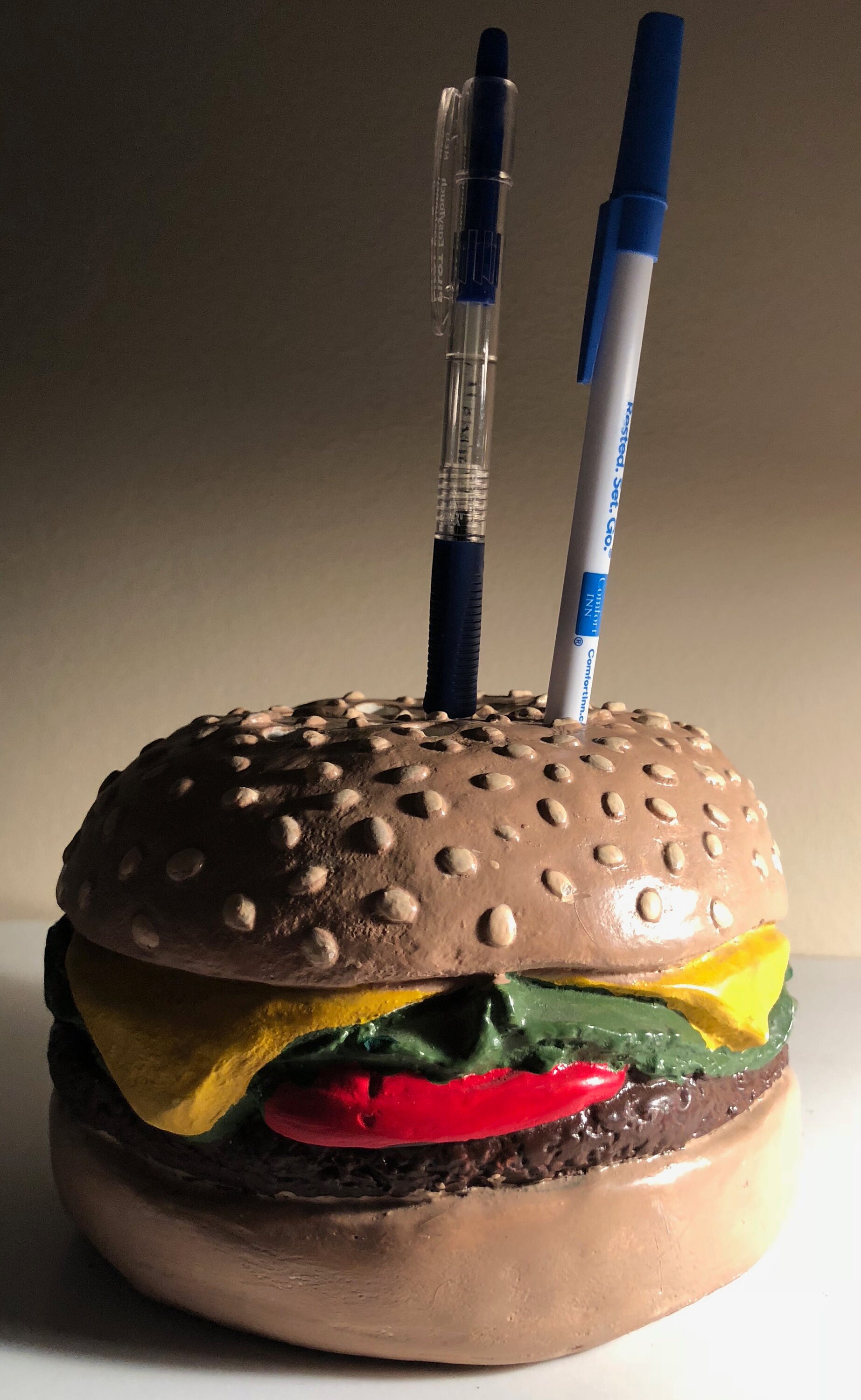 Fun Vintage 70s Chalkware Ceramic Burger Buns Cheeseburger Pen Pencil ...