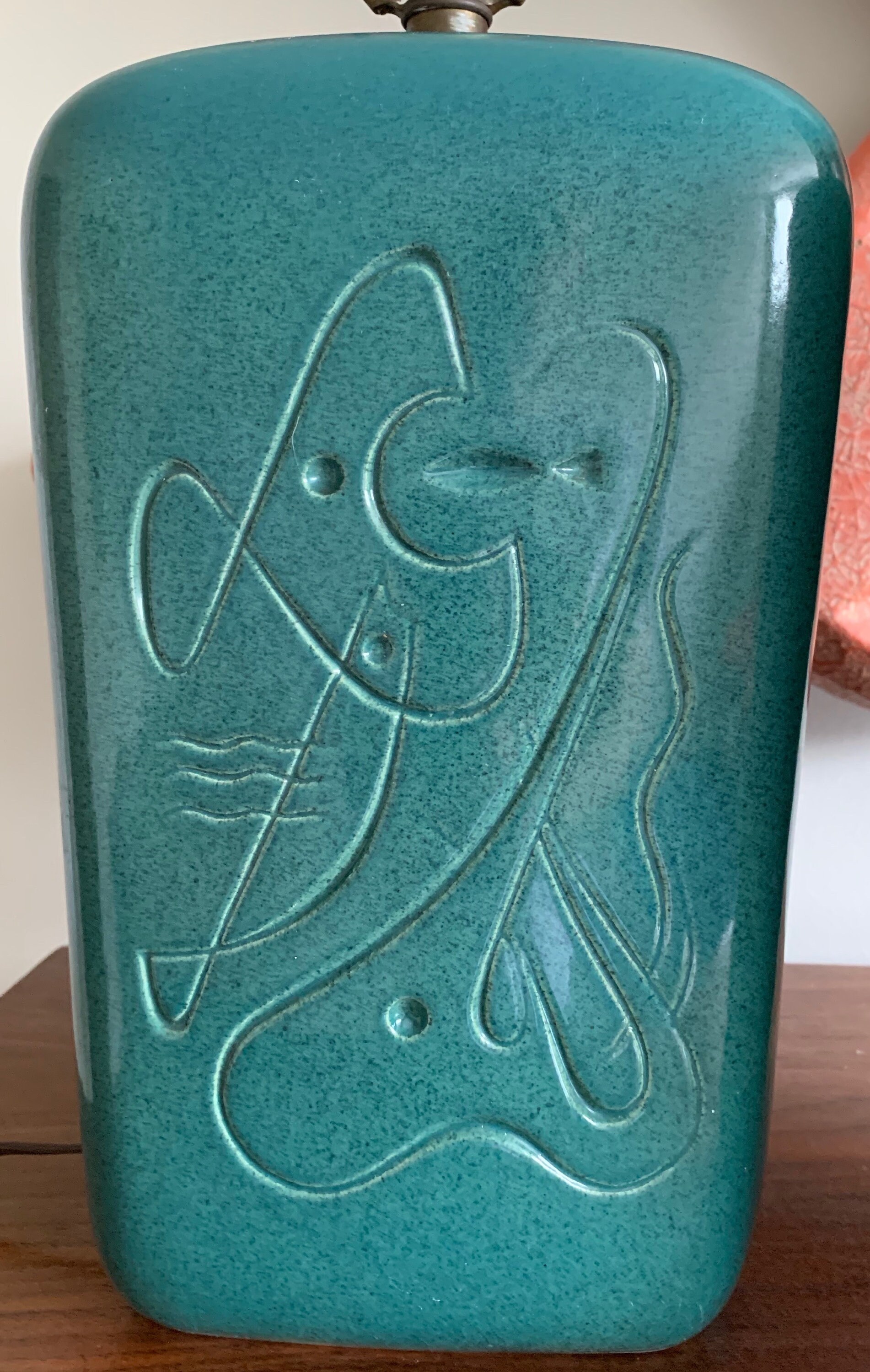 Pair Vintage 50s Atomic Fish Sealife Ceramic Lamps Mid Century Modern ...