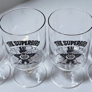 Set 4 Vintage 70s "the Superbird" Bird Crow Stem Drinking Glasses Black ...