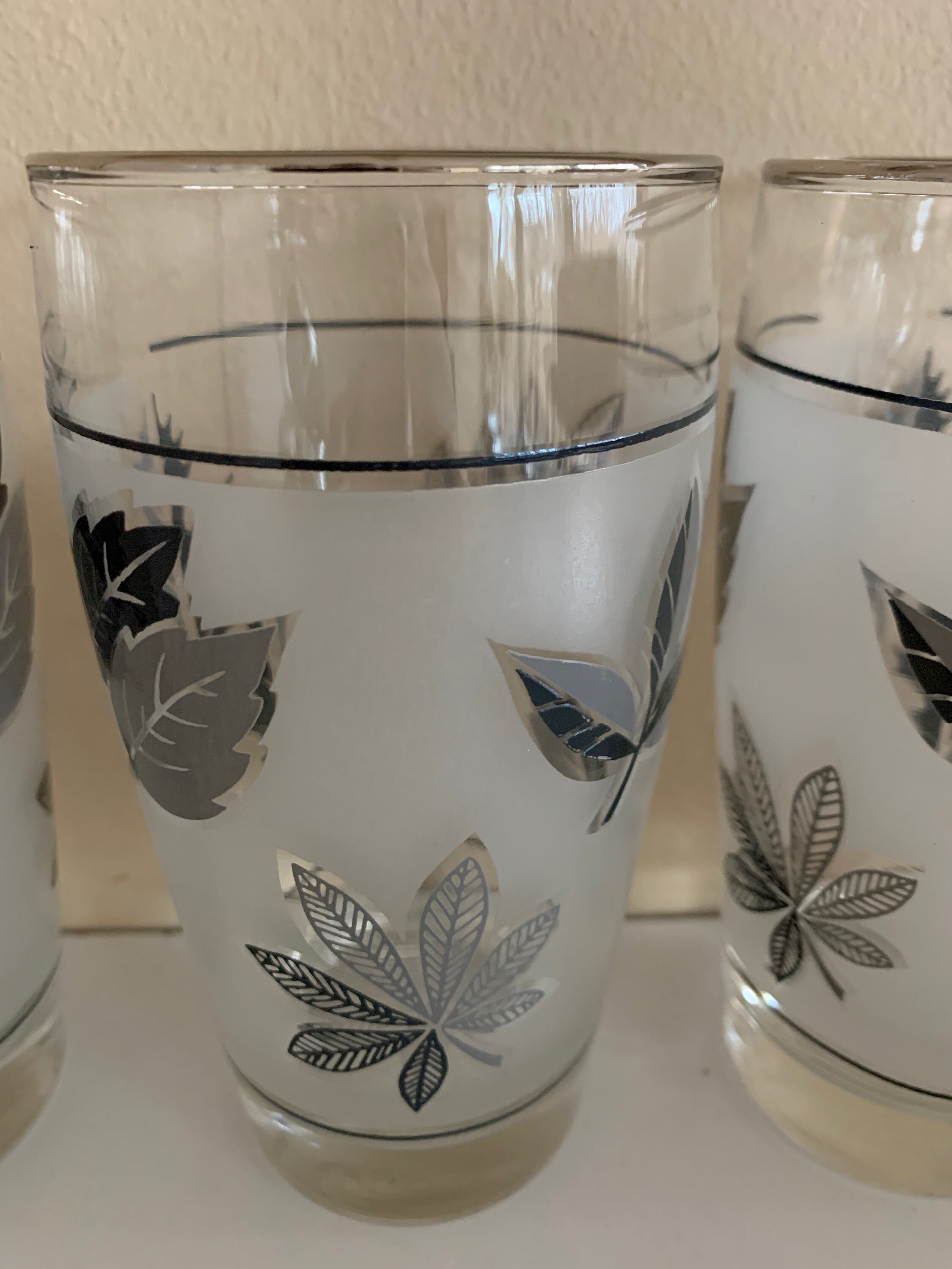 Set 4 Vintage Frosted Fall Autumn Leaves Frosted Drinking | Etsy