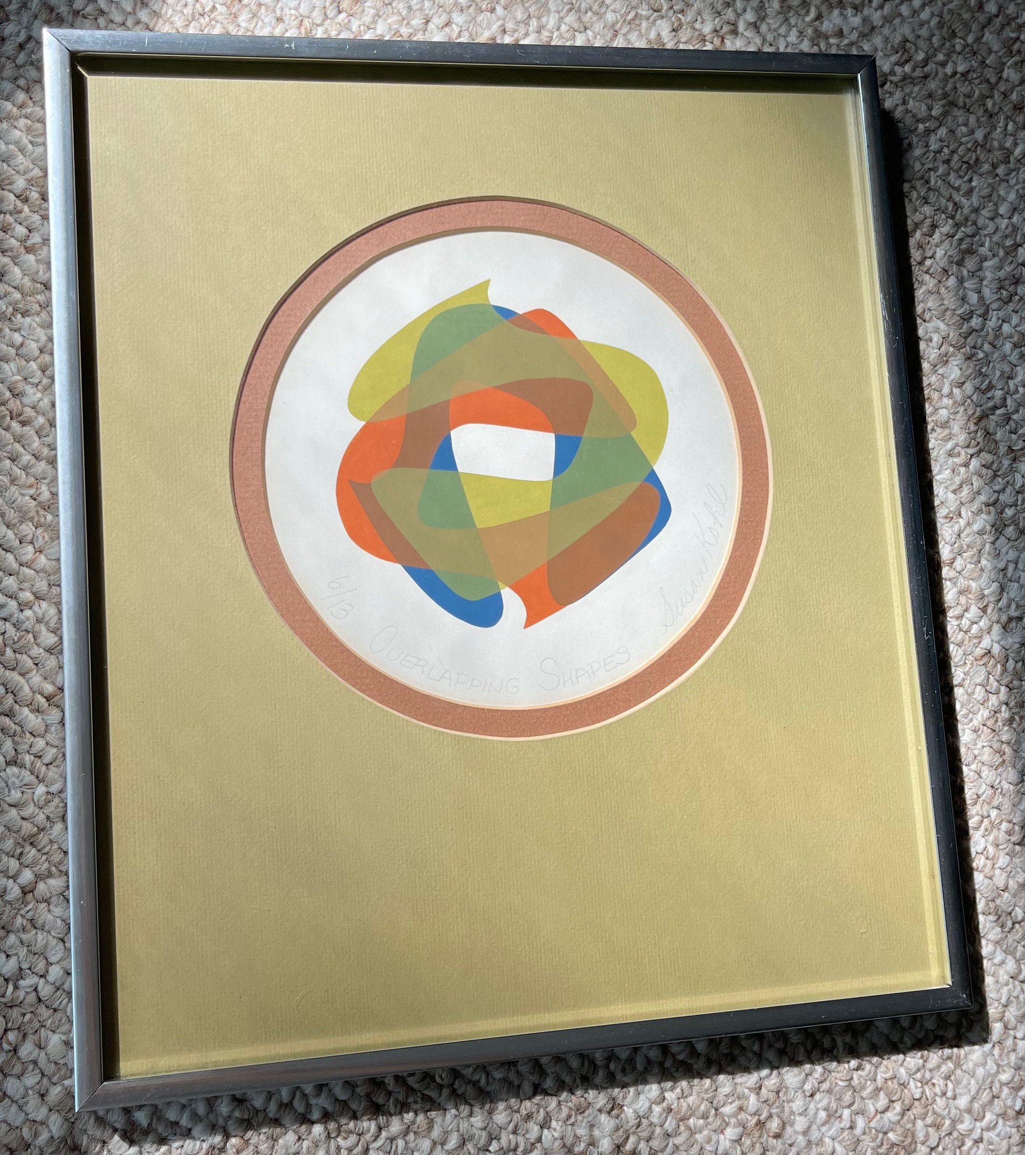 Vintage 70s Abstract Shapes Screen Print Modern Art Wall Hanging Signed ...