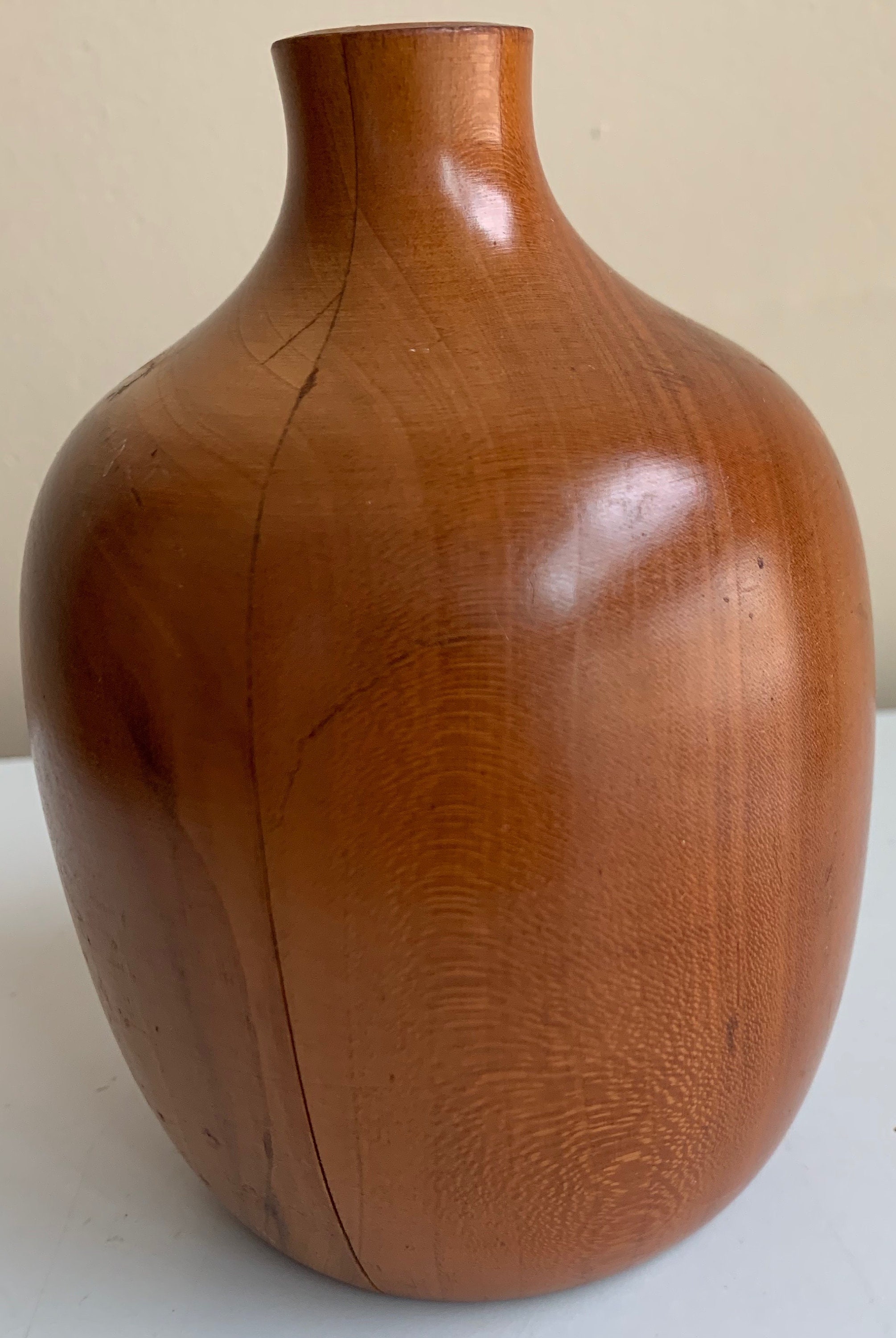 Nice Small Vintage 70s Hand Turned Rounded Decorative Wood Vase Vessel ...