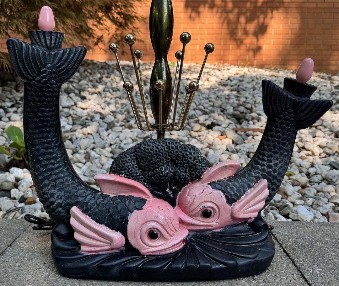 Vintage 50s MCM Atomic Fish Lamp Plaster Mid Century Modern Lighting ...