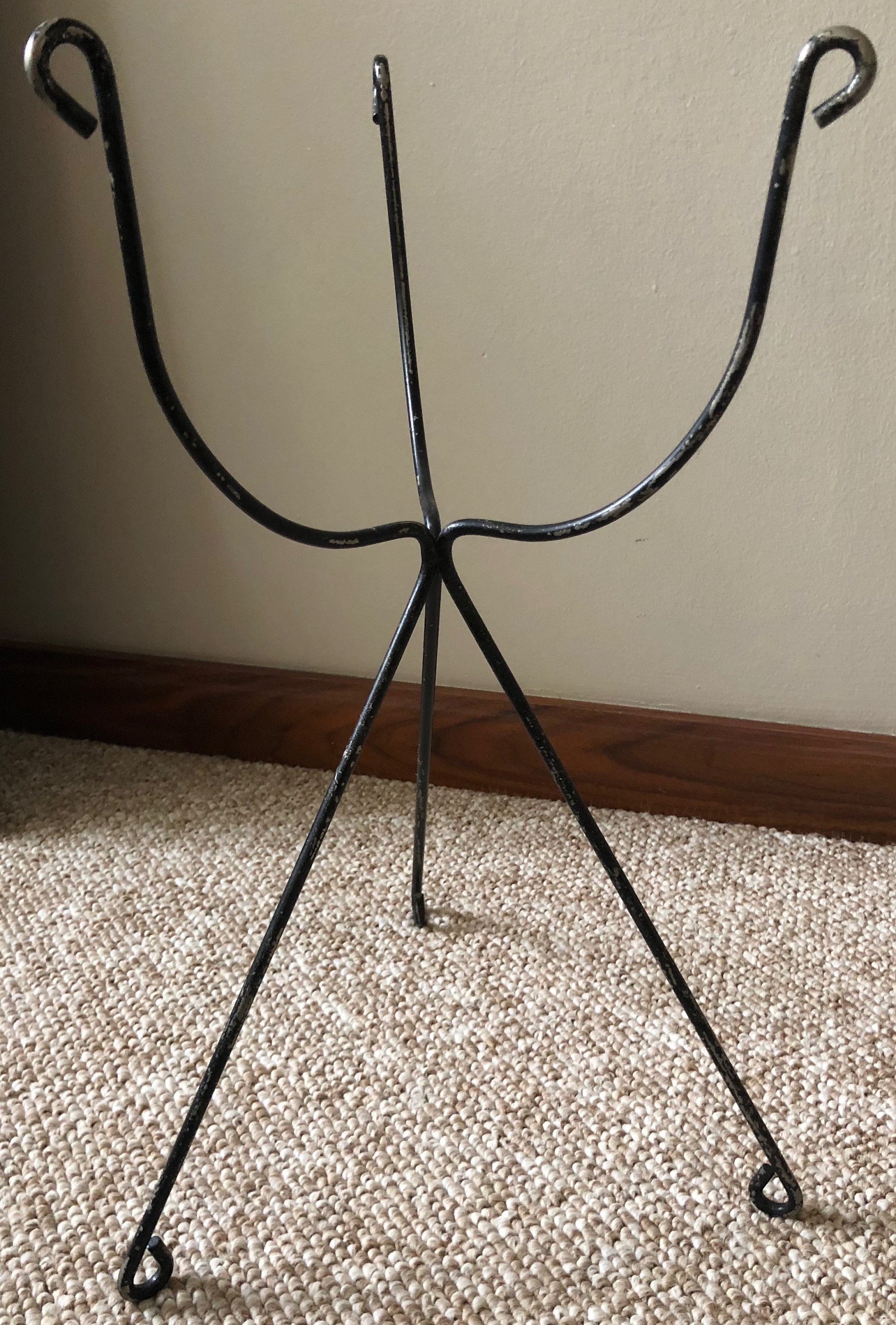 Vintage 50s 60s Black Wire Metal Tripod Plant Stand Mid Century Modern ...