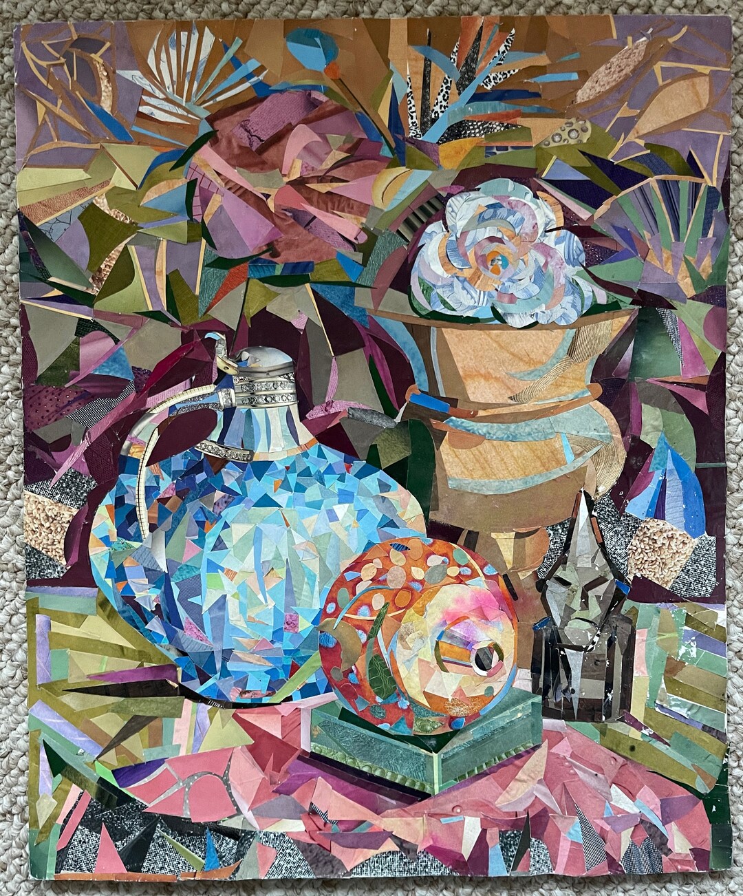 Colorful Contemporary Still Life Paper Collage Assemblage Modern Wall ...
