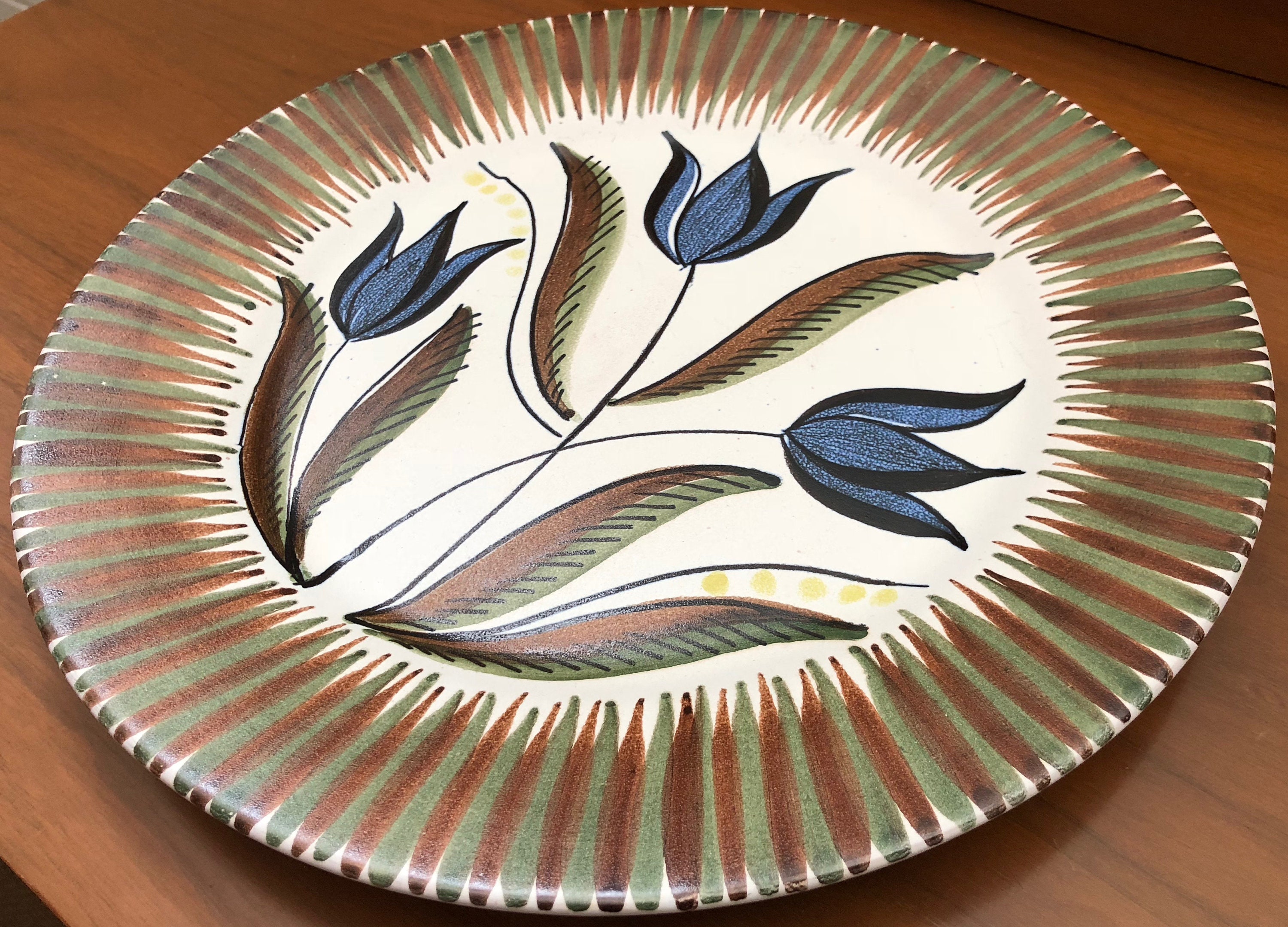 Vintage 13 Decorative Floral Hand Made Plate Norway Mid Century Modern ...