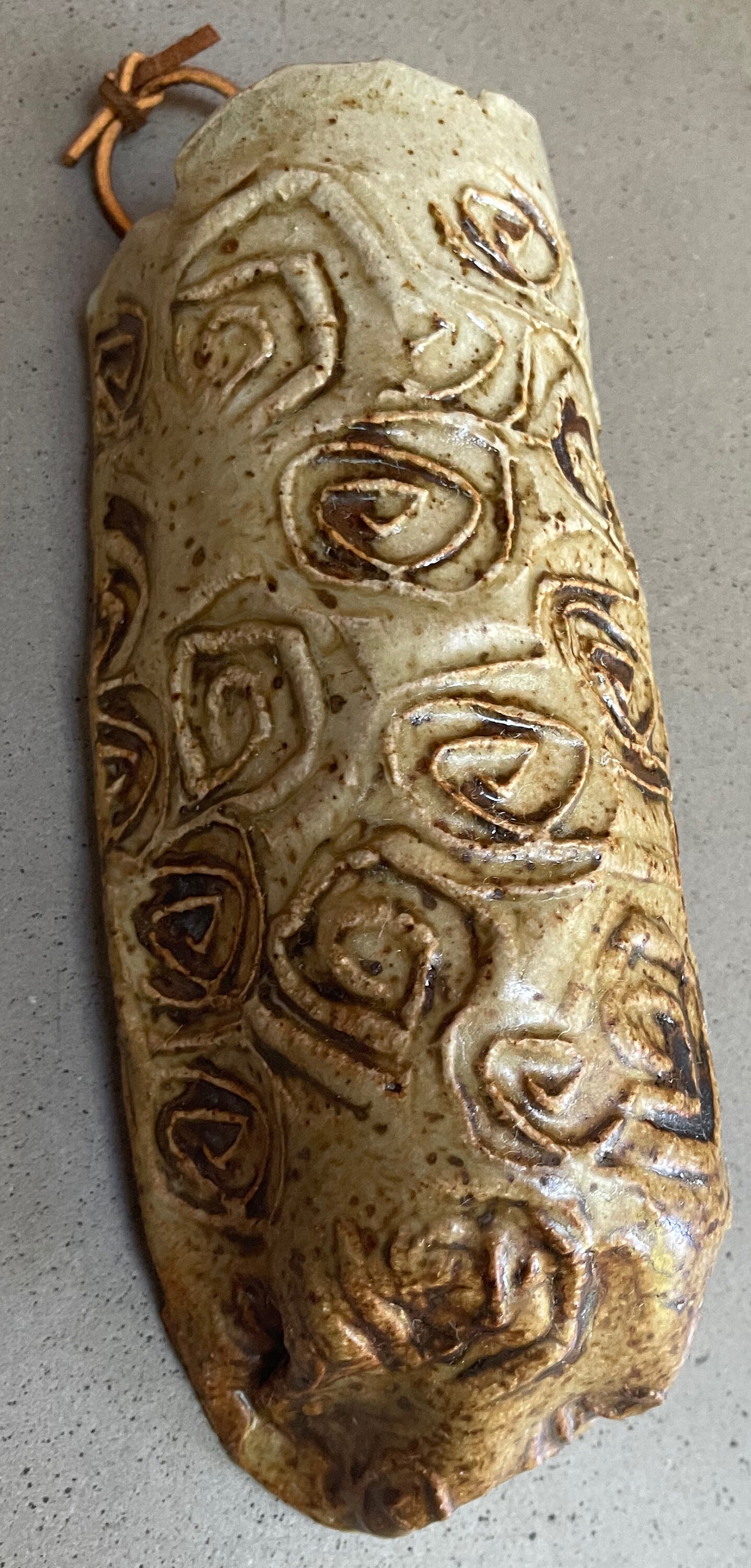 Vintage 70s Tan Ceramic Stoneware Hanging Wall Pocket Modern Art ...