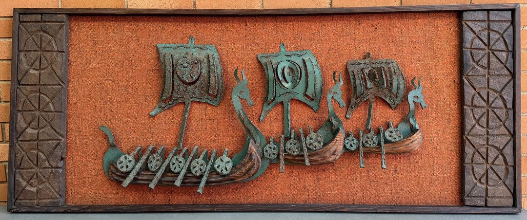 Witco Polynesian Tiki Wall Art Viking Ships Mid Century MCM Modern ...