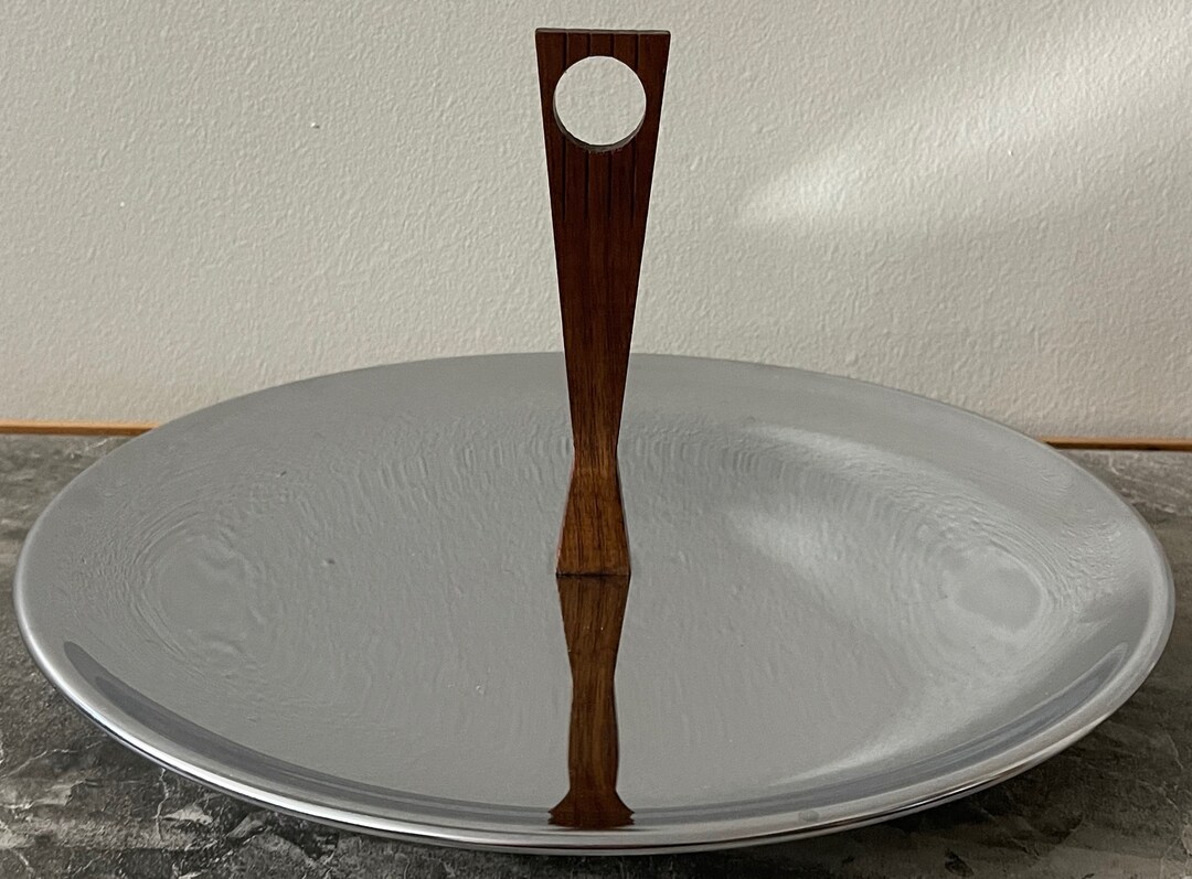 Vintage 1960s Kromex Chome Tray Wood Handle Mid Century Modern Atomic ...