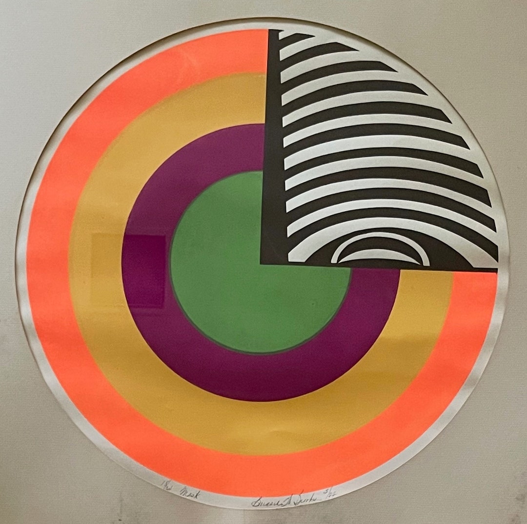 Colorful Vintage 1970s Geometric Screenprint Modern Art Bernard Brooks ...
