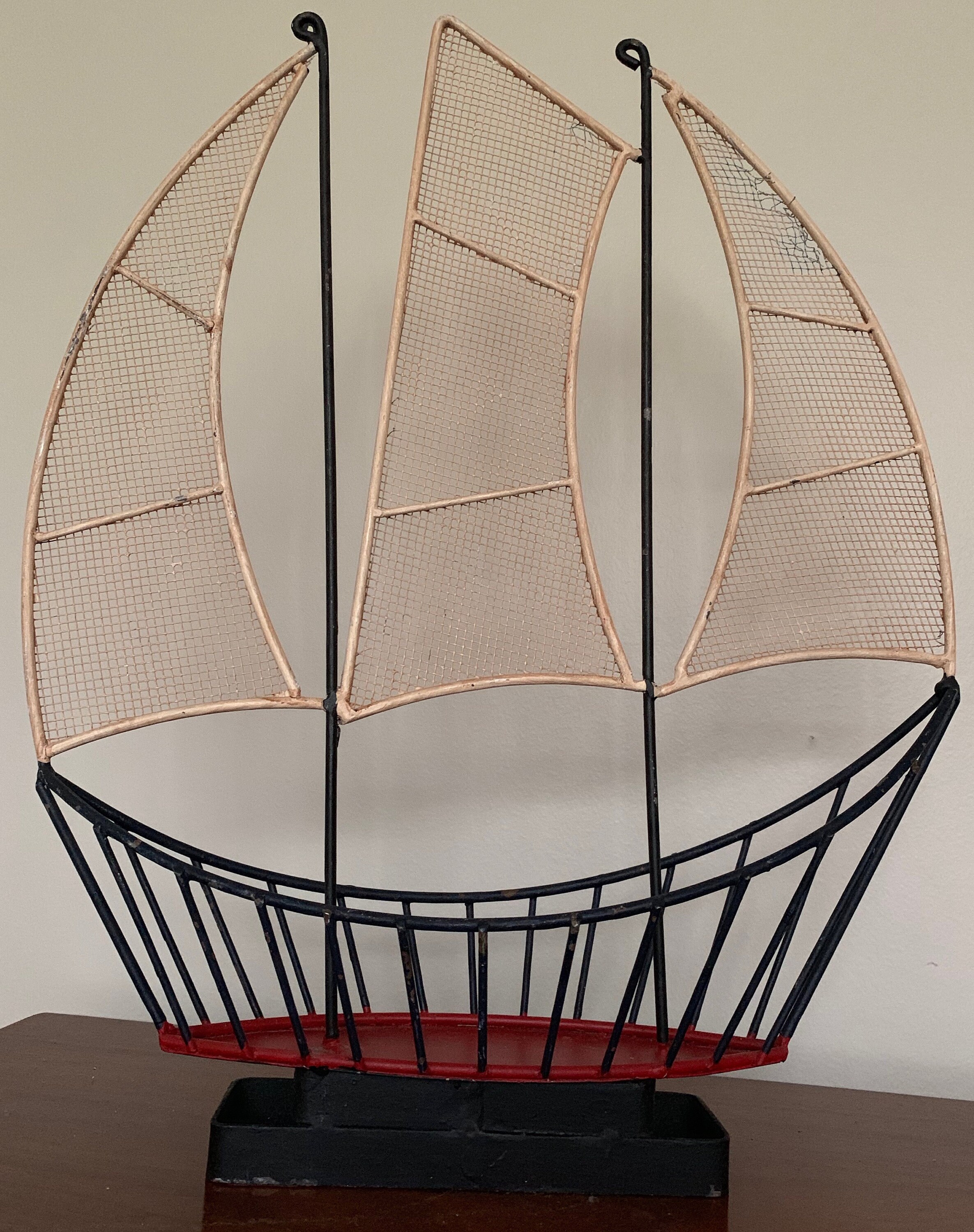 Vintage 50s Wire Mesh Iron Metal Clipper Ship Boat Mid Century Modern ...