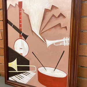 Vintage 70s 80s Abstract Instruments Instrument Painting Art Wall ...