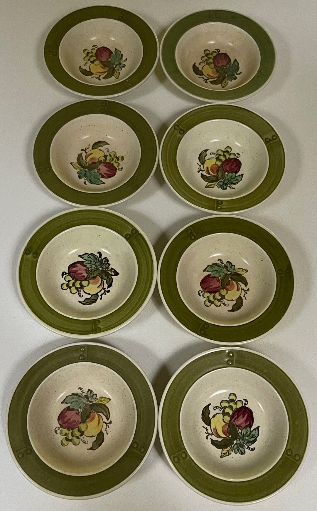 Set 8 Vintage Metlox Poppytrail Provincial Fruit Berry Bowls California ...