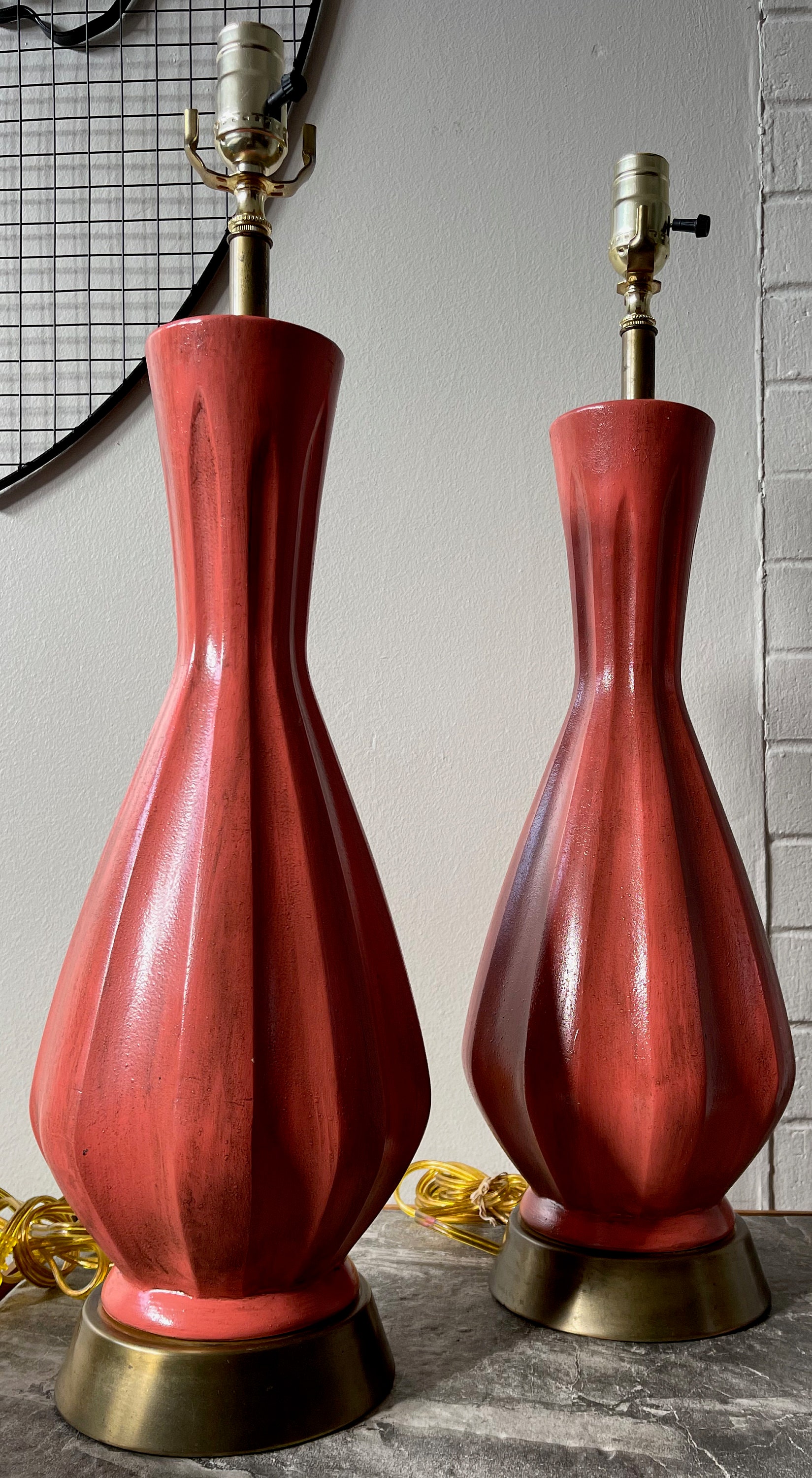 PAIR Vintage 1950s 1960s Coral Ceramic Lamp Bases Mid Century Modern ...
