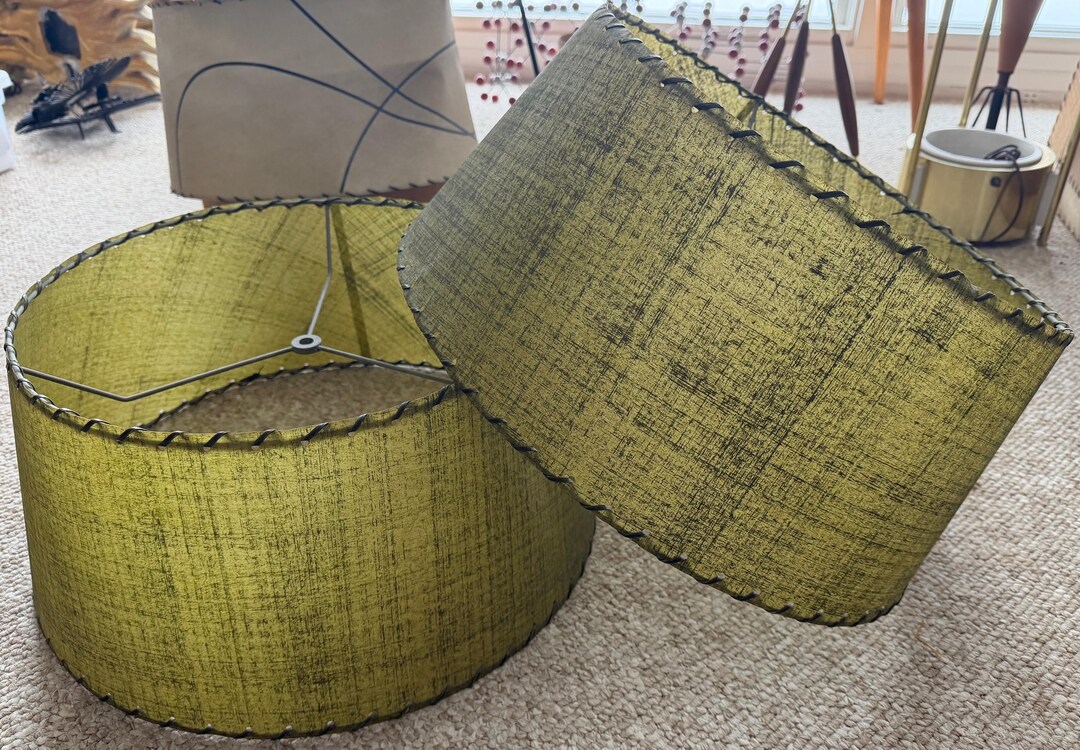 MCM Pair Vintage Fiberglass Shades Green Mid Century Modern Lighting ...