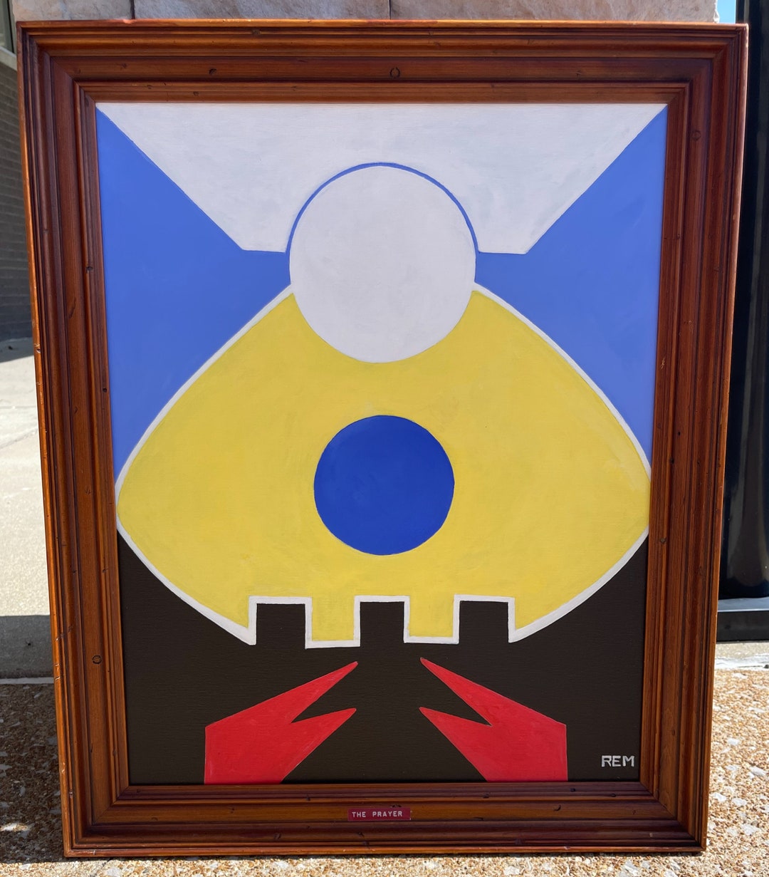 Vintage Geometric Shapes Acrylic Painting Modern Wall Hanging Art ...