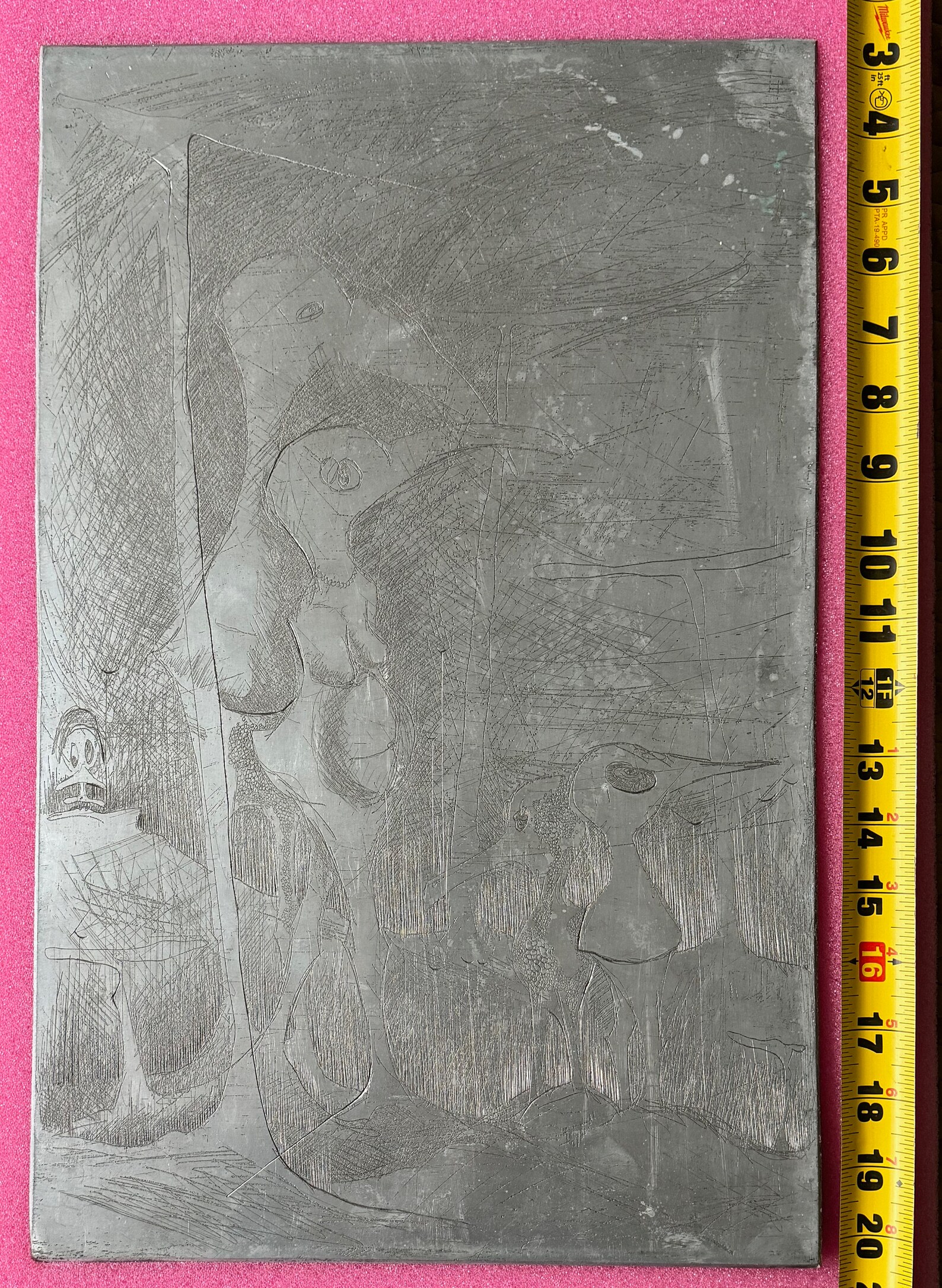 Rare Vintage Metal Printing Plate Abstract Birds Charles Shoemaker ...