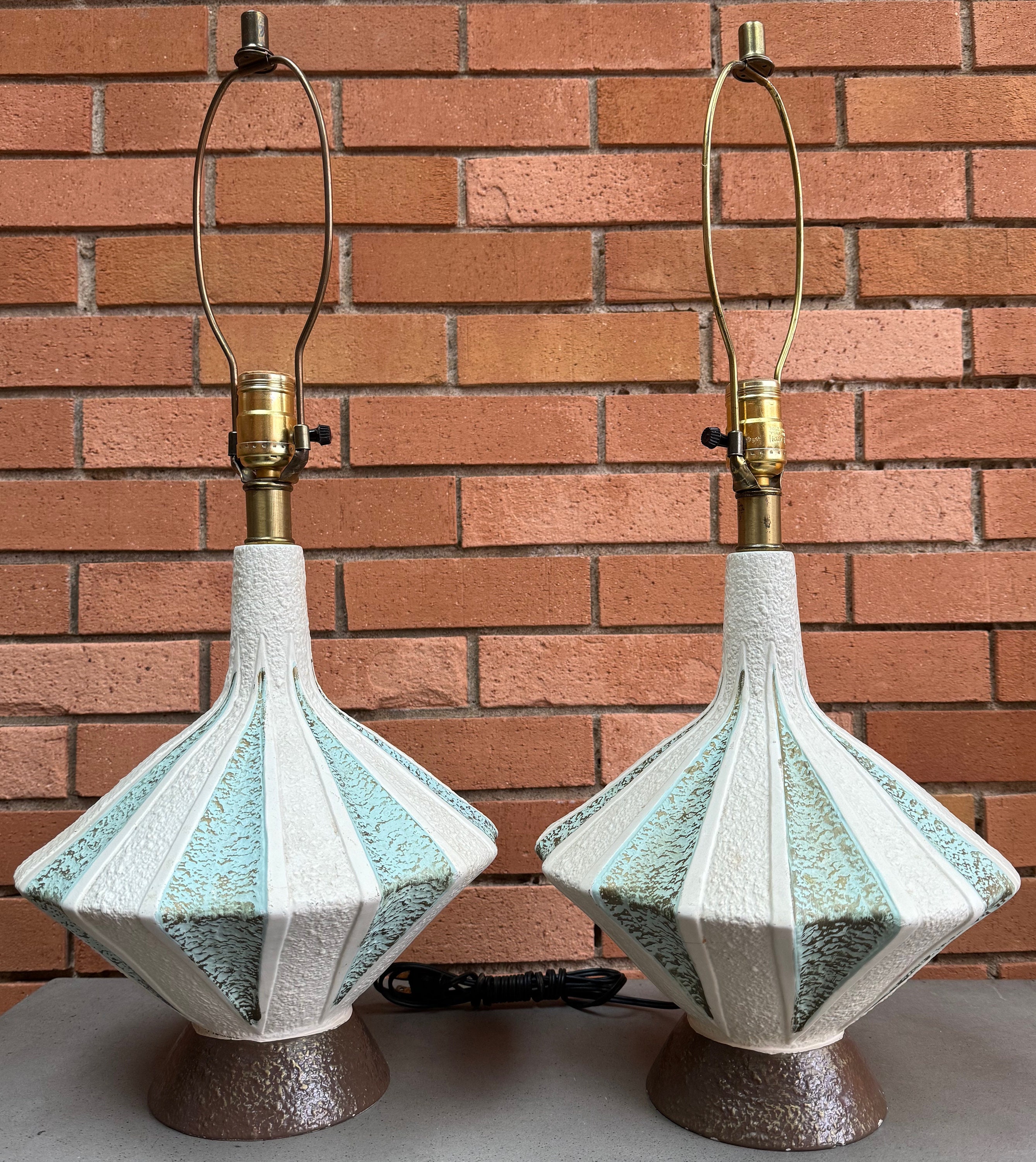 Pair Chalkware Lamps 1950s 1960s Vintage Mid Century Modern Lighting ...