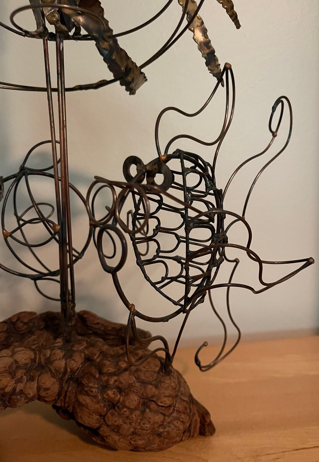 Vintage 70s Abstract Atomic Wire Fish Group Sculpture Mid Century ...