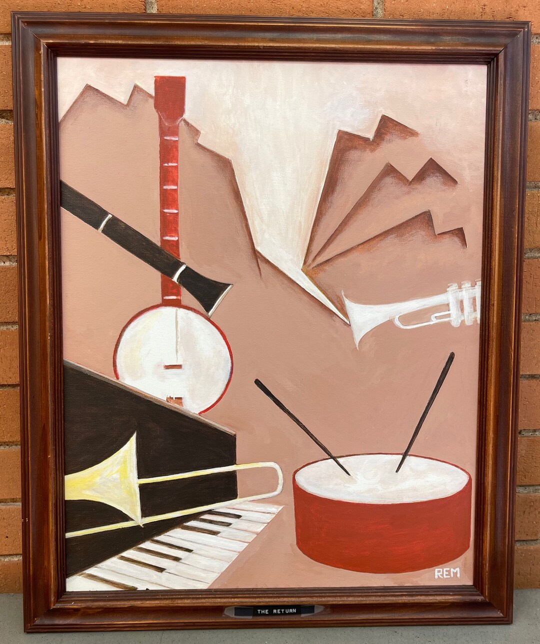 Vintage 70s 80s Abstract Instruments Instrument Painting Art Wall ...